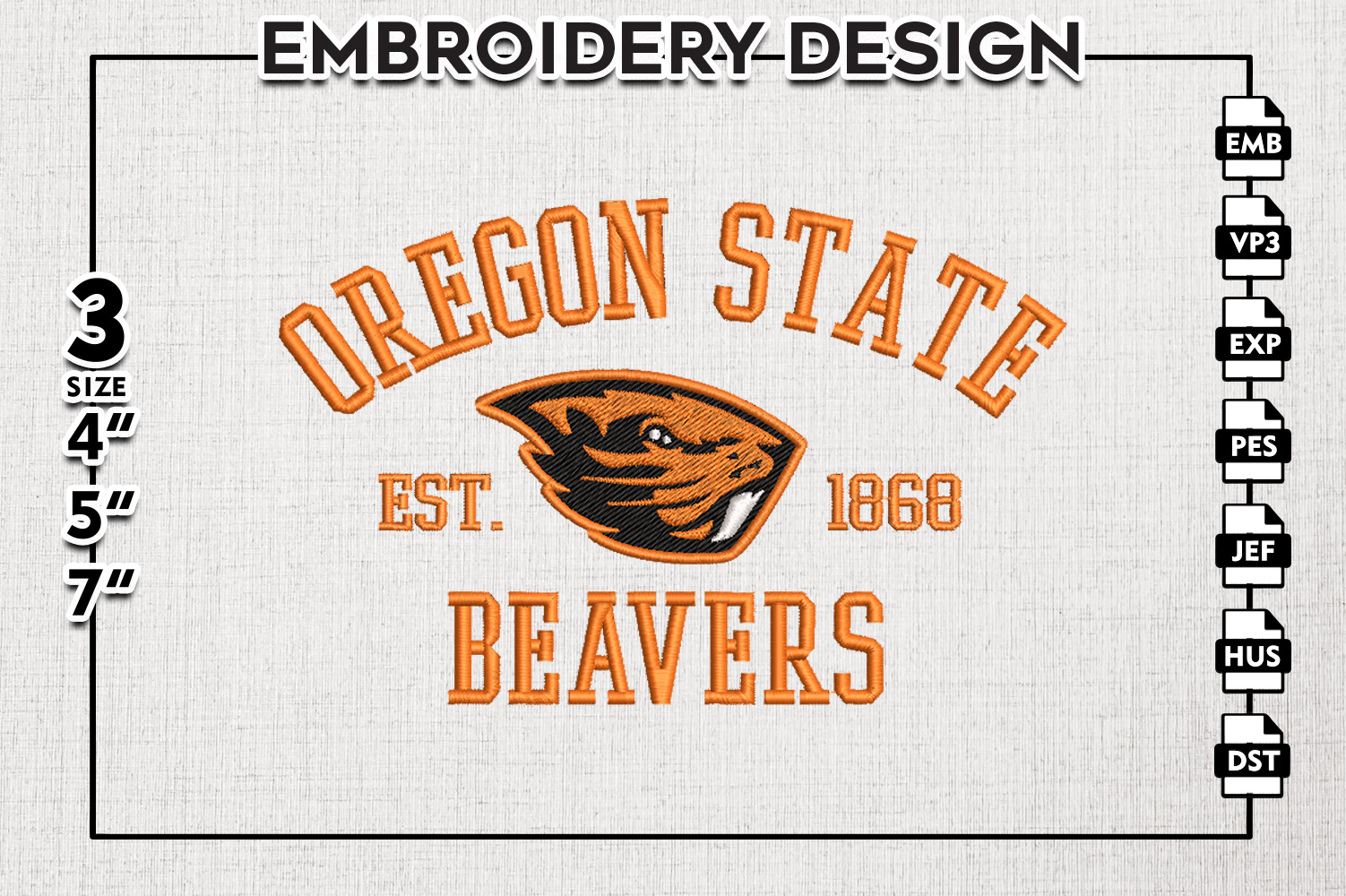 Oregon State Beavers Est 1868 Logo Embroidery Designs, NCAA Oregon ...