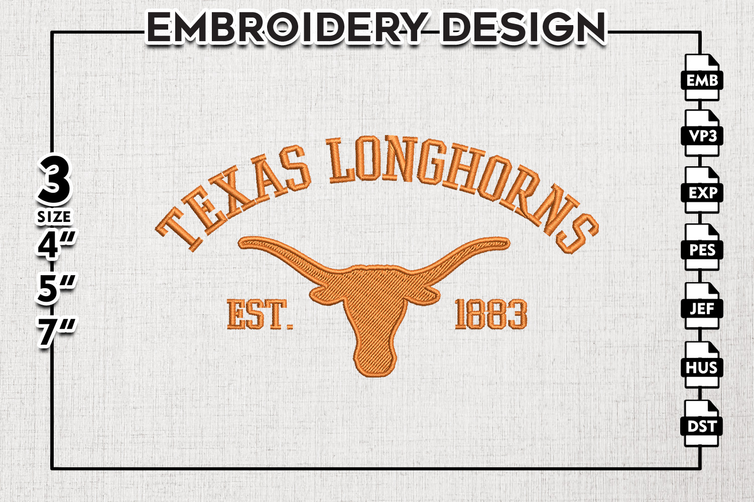 Texas Longhorns Est 1883 Logo Embroidery Designs, NCAA Texas Longhorns ...