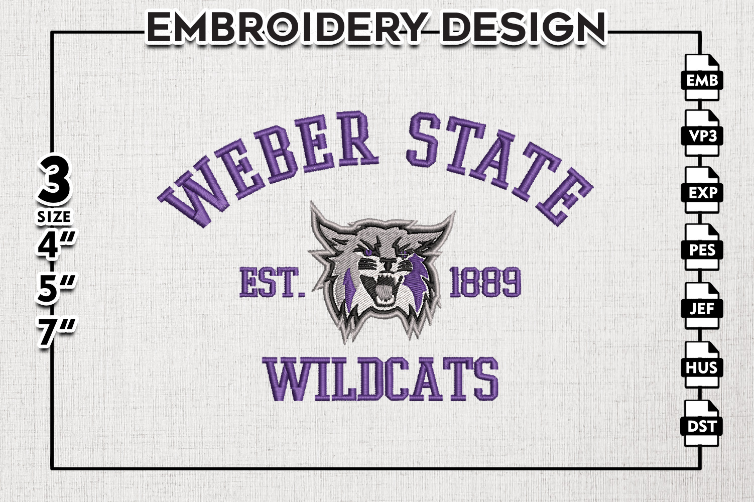 Weber State Wildcats Est 1889 Logo Embroidery Designs, NCAA Weber State ...
