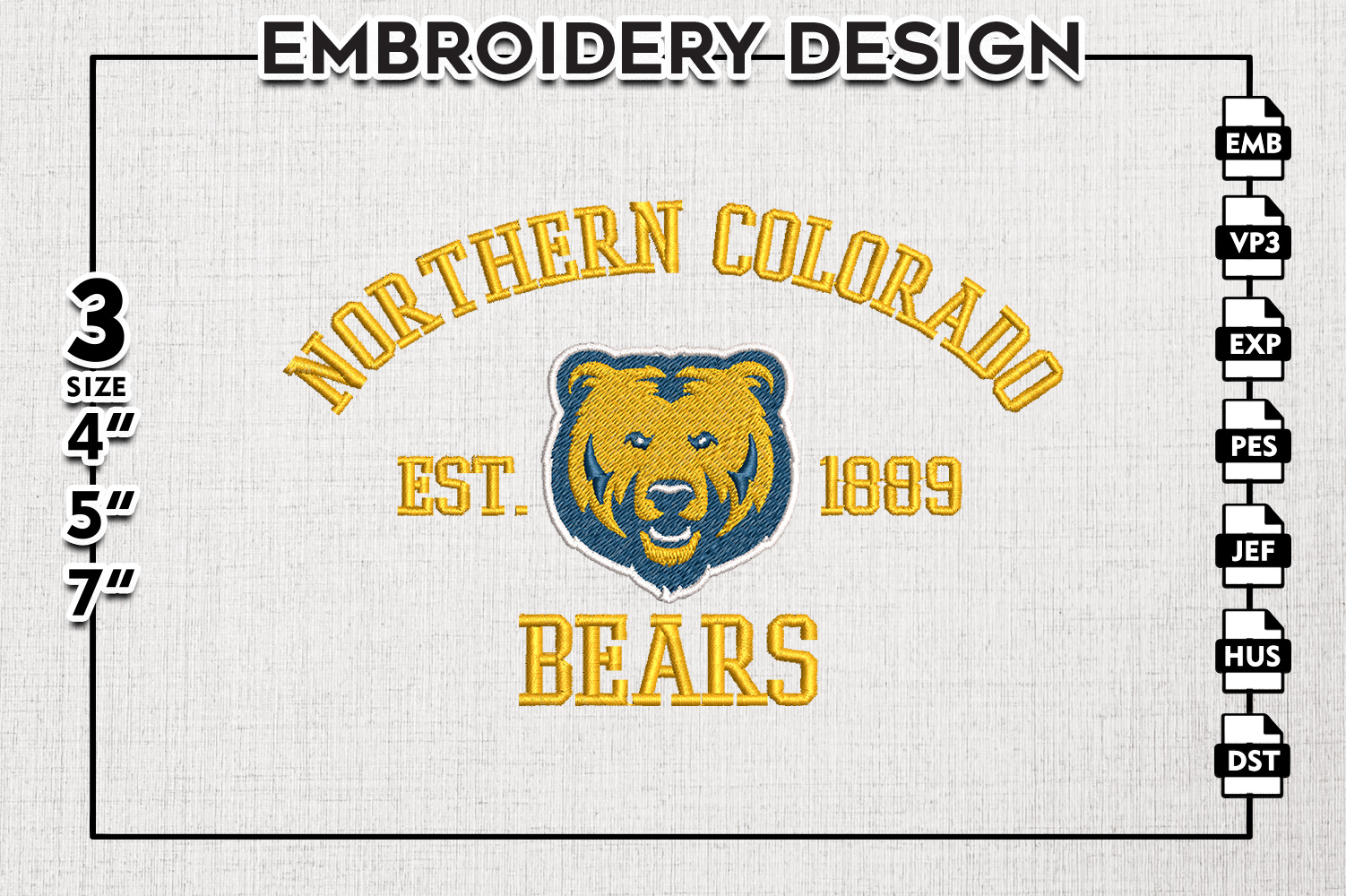 Northern Colorado Bears Est 1889 Logo Embroidery Designs, NCAA Northern ...