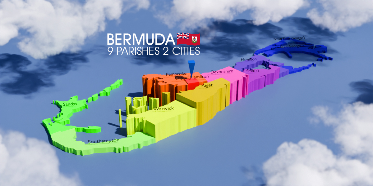 Bermuda 9 Parishes & 2 Cities Map (3D Pre-rendered Images) - Payhip