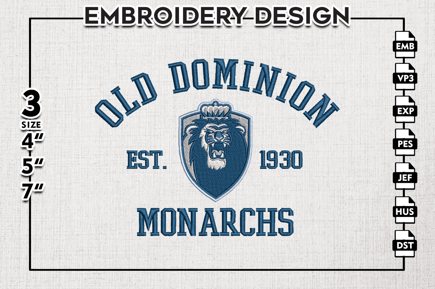 Old Dominion Monarchs Est 1930 Logo Embroidery Designs, NCAA Old ...