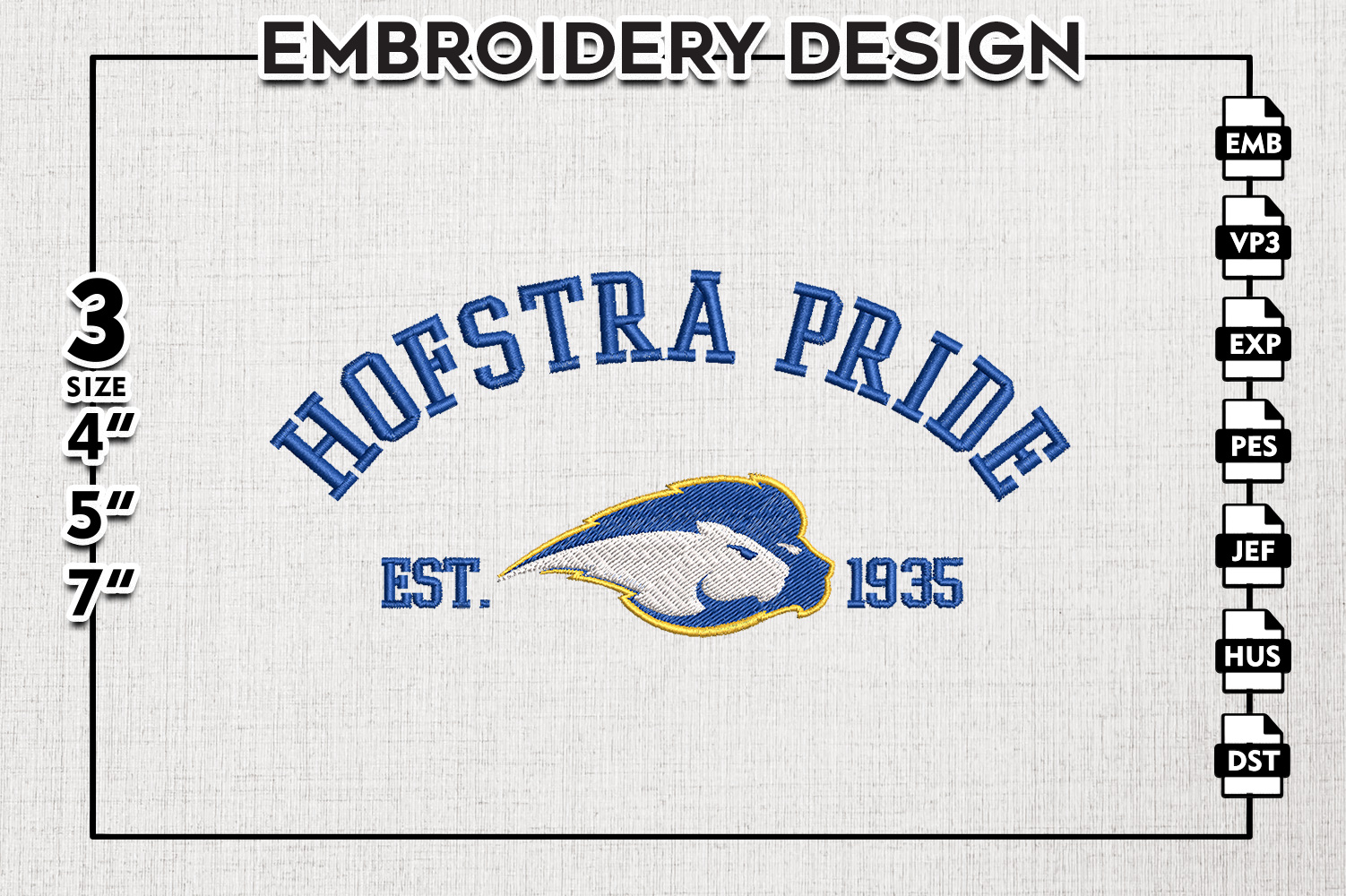Hofstra Pride Est 1935 Logo Embroidery Designs, NCAA Hofstra Pride Team ...