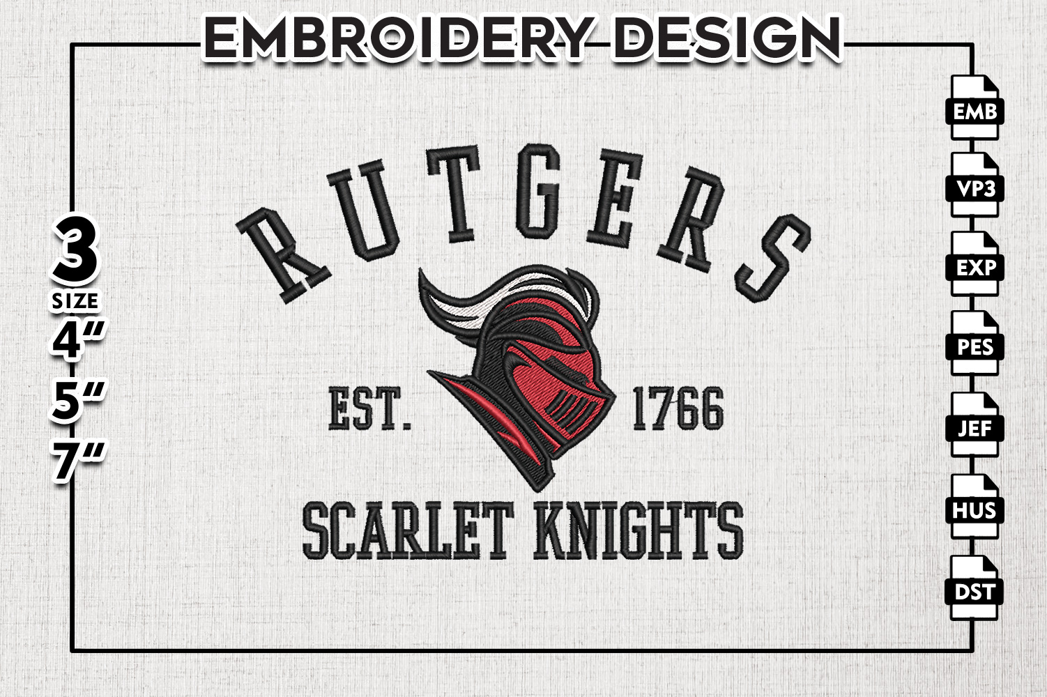 Rutgers Scarlet Knights Est 1766 Logo Embroidery Designs, NCAA Rutgers ...