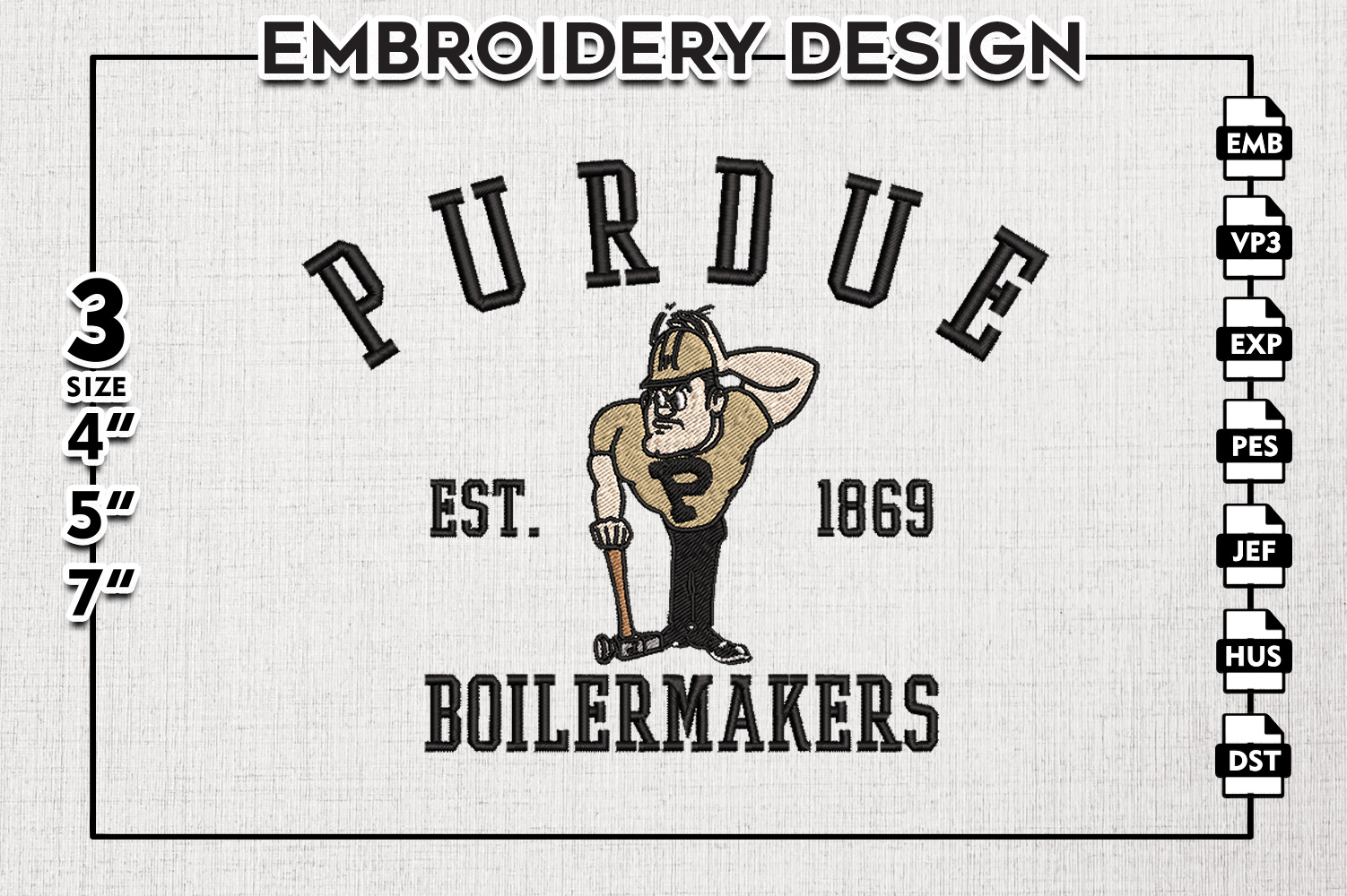 Purdue Boilermakers Est 1869 Logo Embroidery Designs, NCAA Purdue ...
