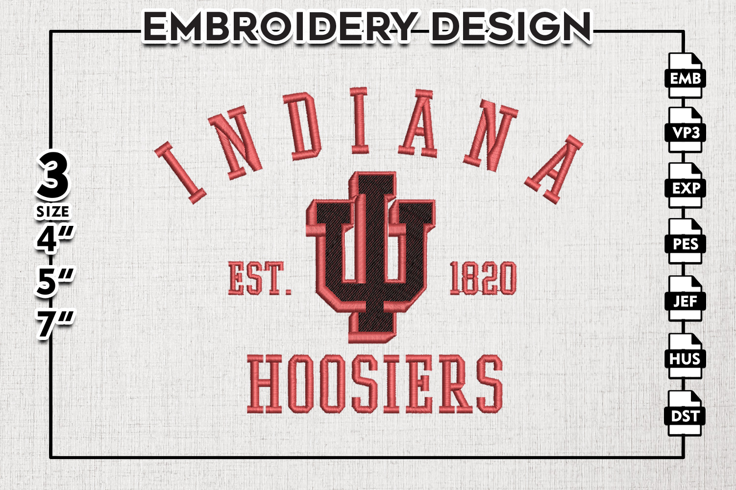 Indiana Hoosiers Est 1820 Embroidery Designs, NCAA Indiana Hoosiers ...