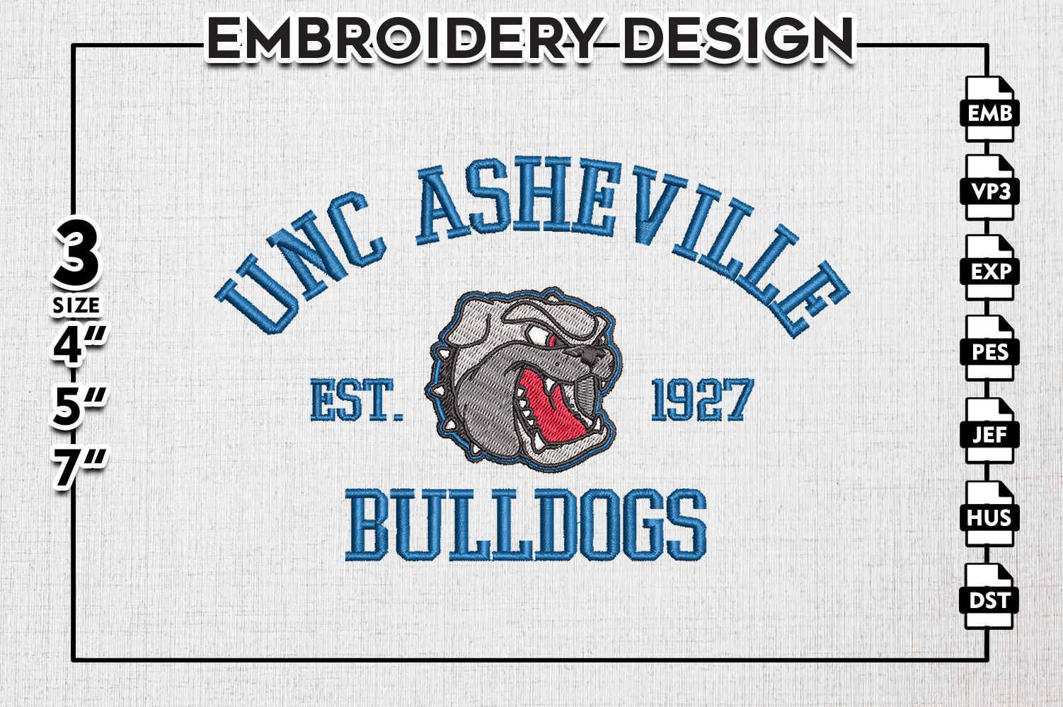 UNC Asheville Bulldogs Est 1927 Embroidery Designs, NCAA UNC Asheville ...
