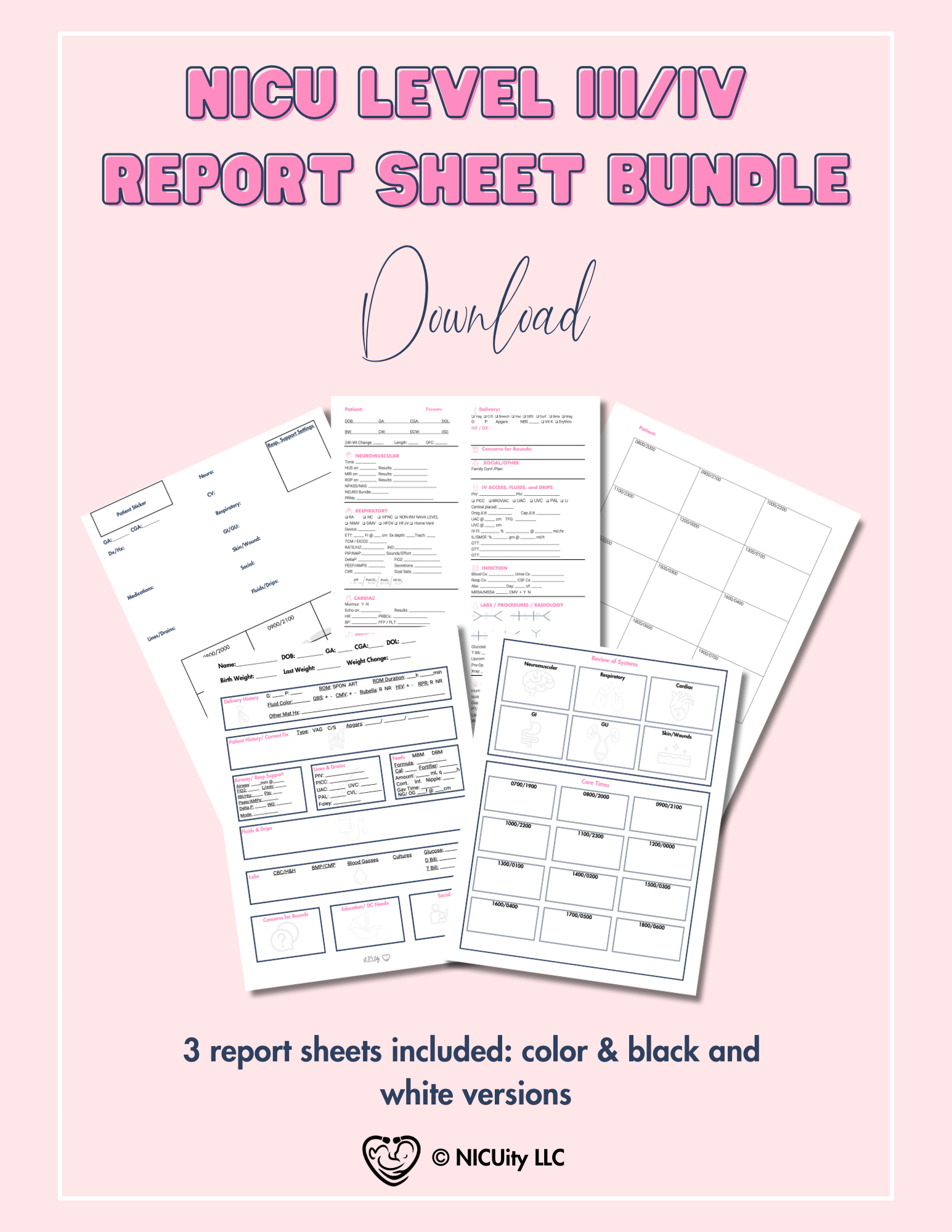 NICUity - Report Sheets - Payhip