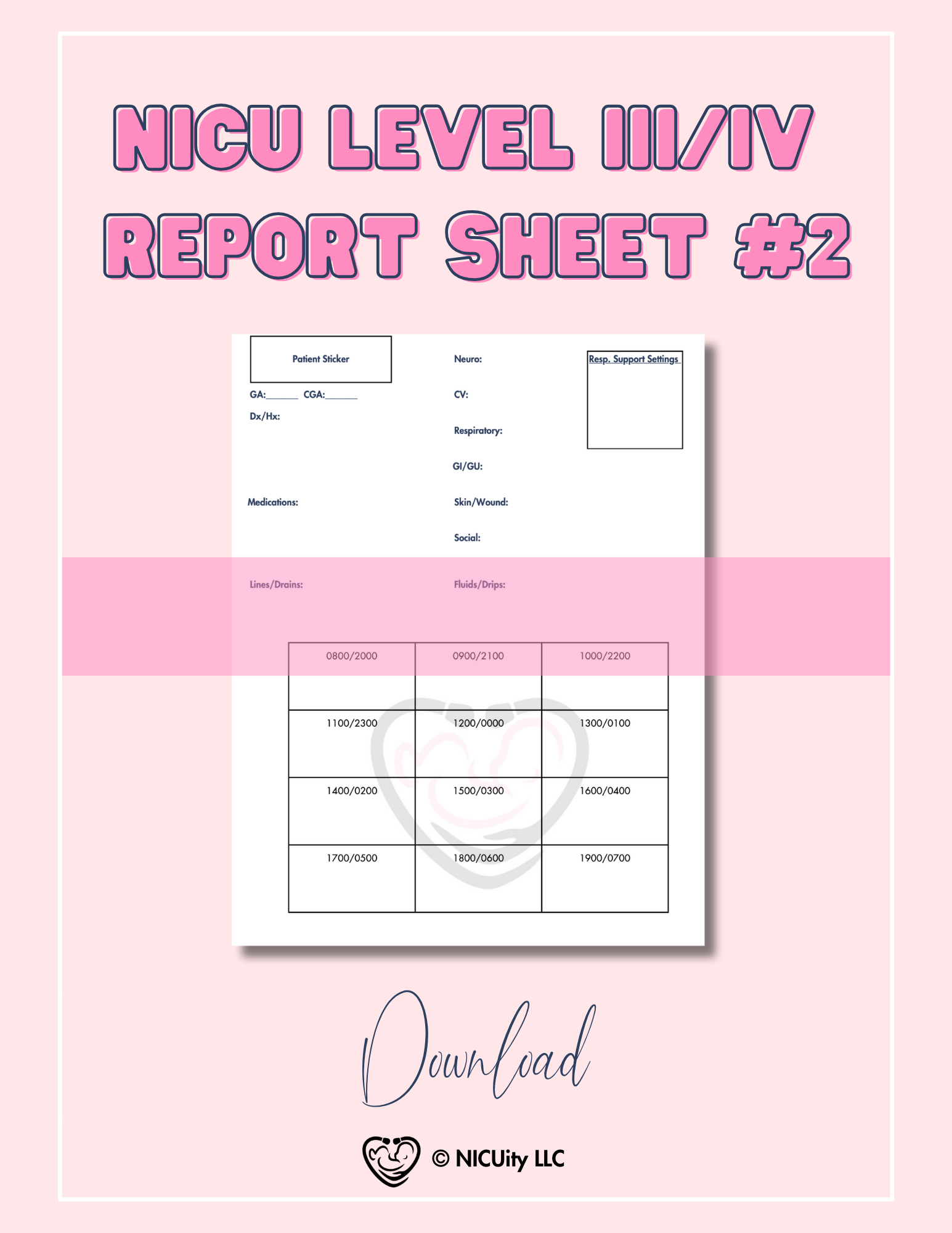 NICUity - Report Sheets - Payhip