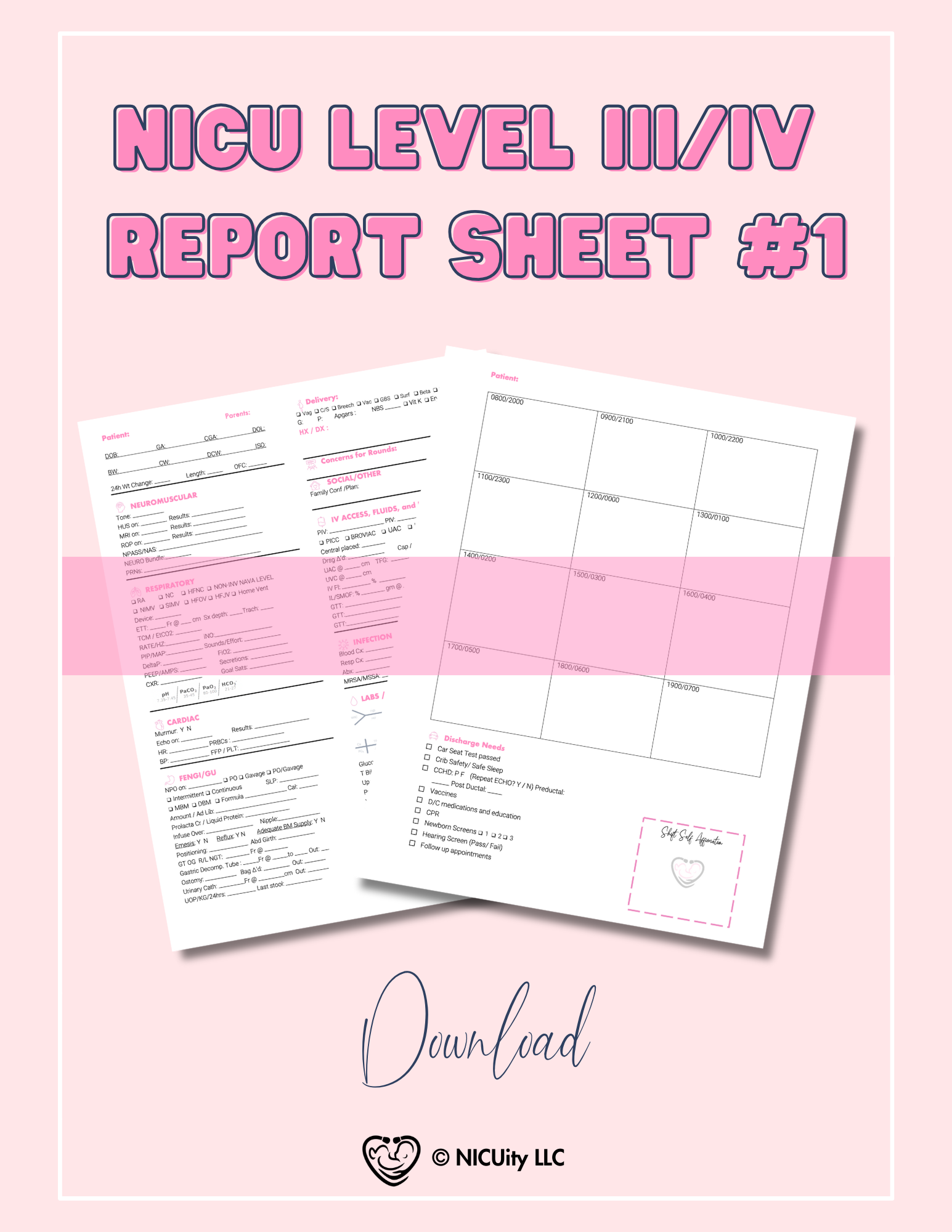 NICUity - Report Sheets - Payhip