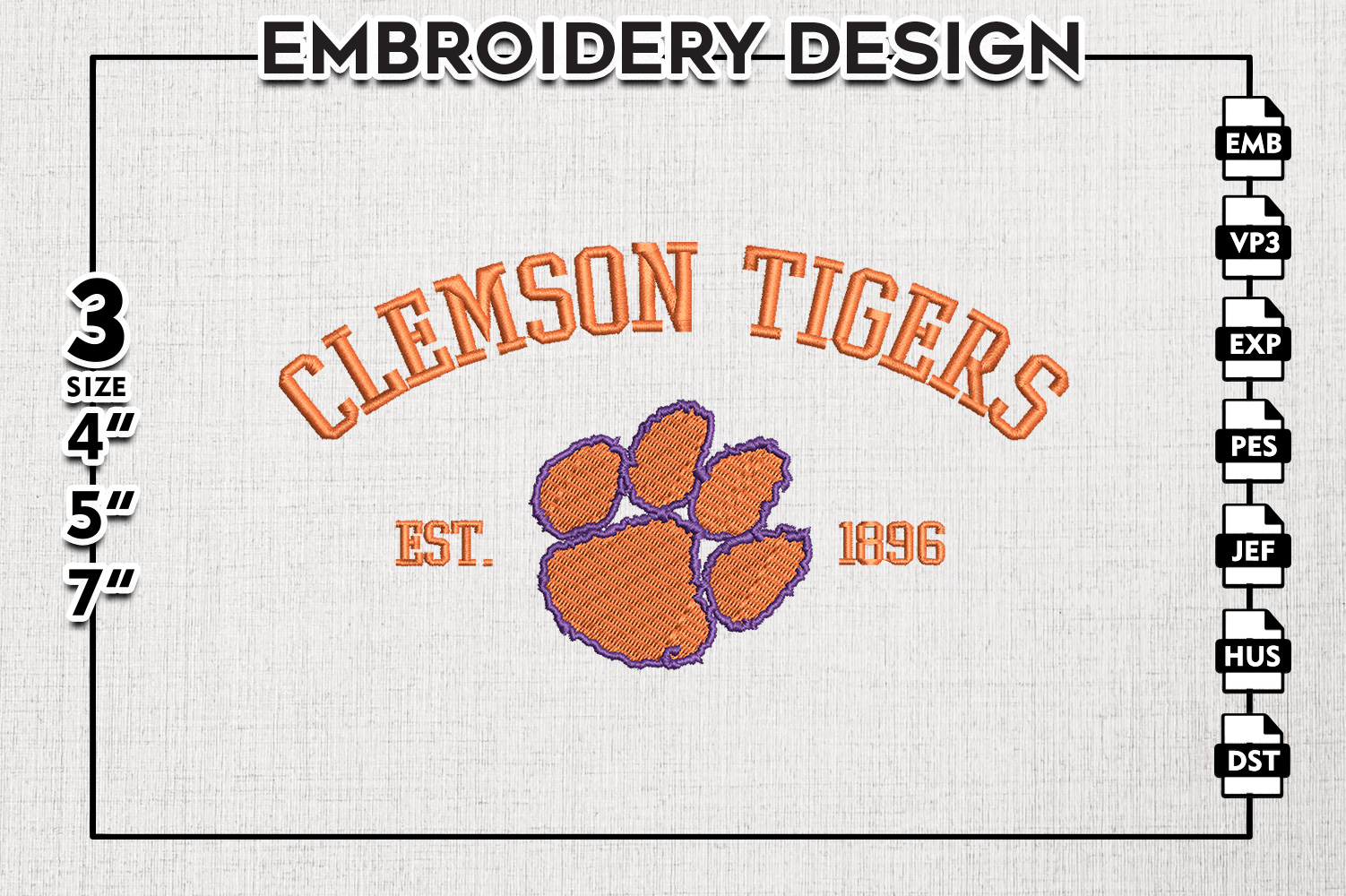 Clemson Tigers Est 1896 Embroidery Designs, NCAA Clemson Tigers Team ...
