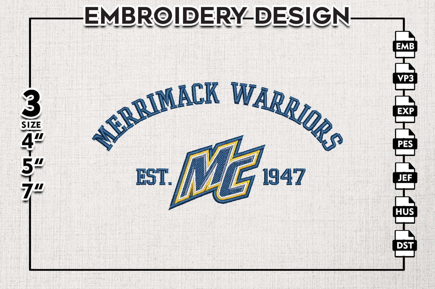Merrimack Warriors Est 1947 Embroidery Designs, NCAA Merrimack Warriors ...