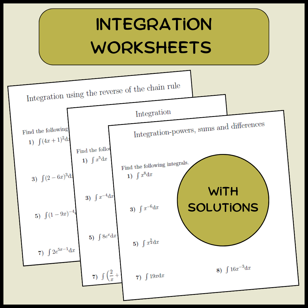 Integration worksheets (with solutions)