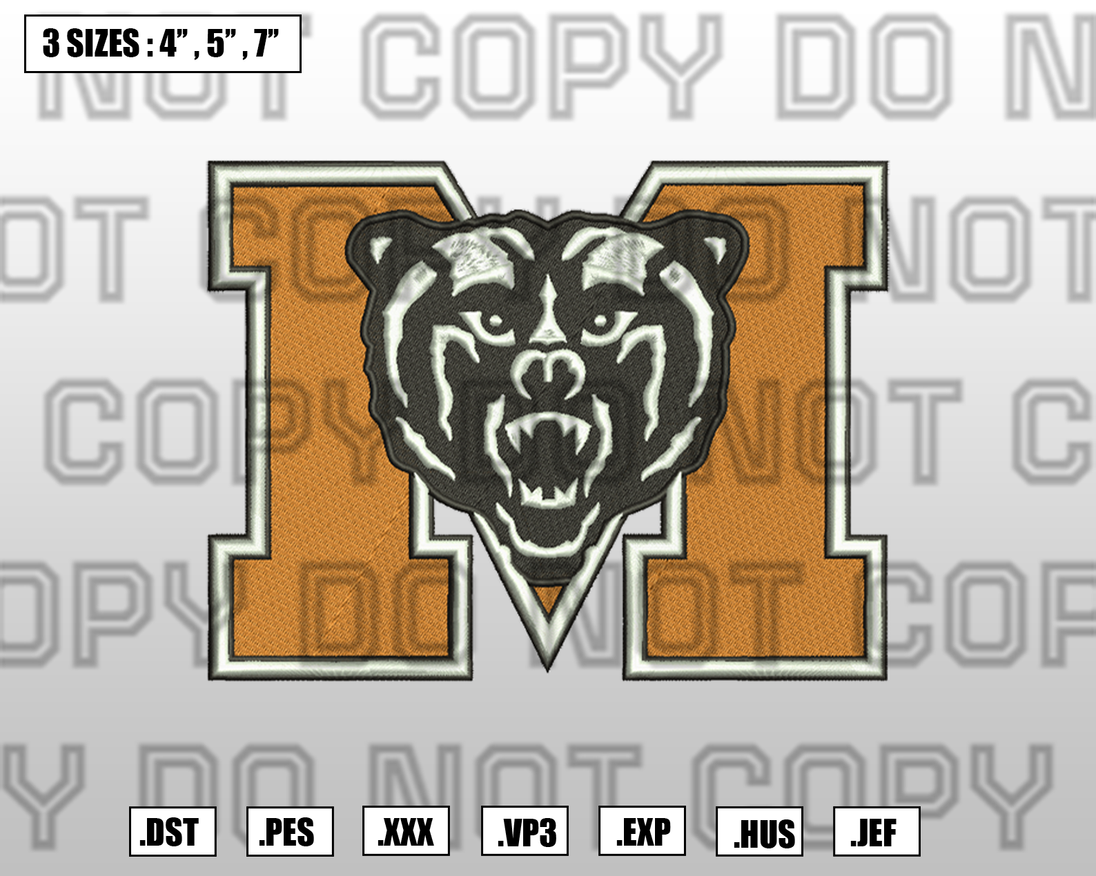 Mercer Bears Logo Embroidery Designs,NCAA Embroidery,Logo Sport ...