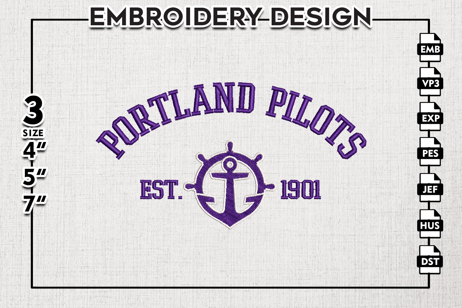 Portland Pilots Est 1901 Embroidery Designs, NCAA Portland Pilots Team ...