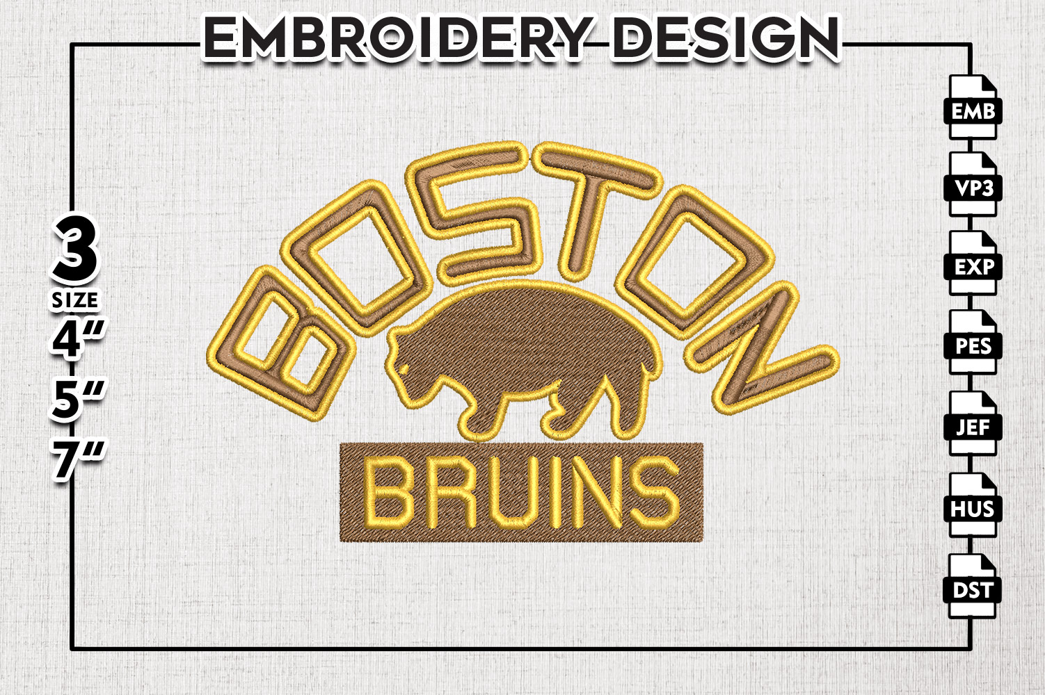 NHL Boston Bruins Logo Embroidery Files, Boston Bruins Team Embroidery ...