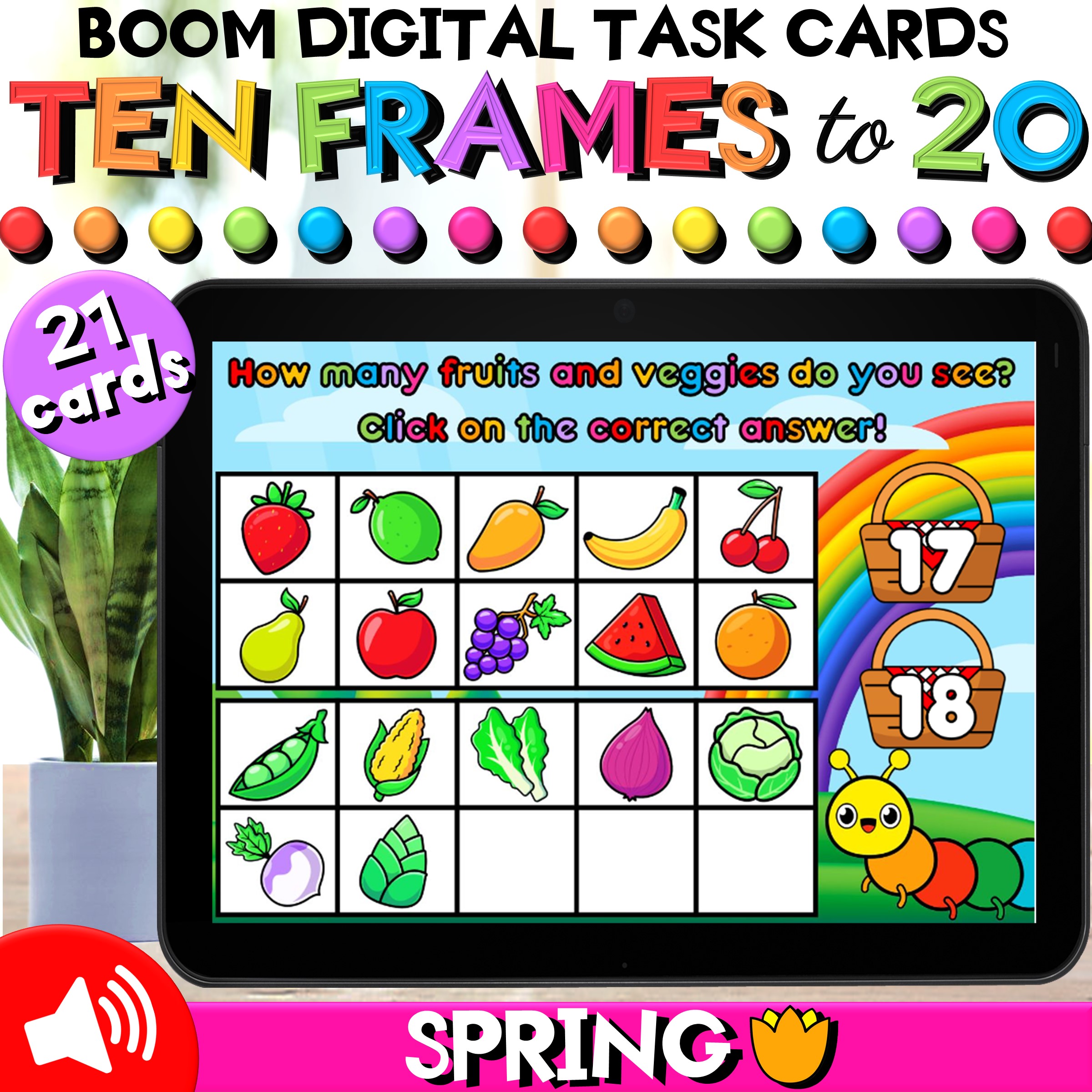 Counting Ten Frames to 20 Math Spring Boom Cards™ Hungry Caterpillar ...