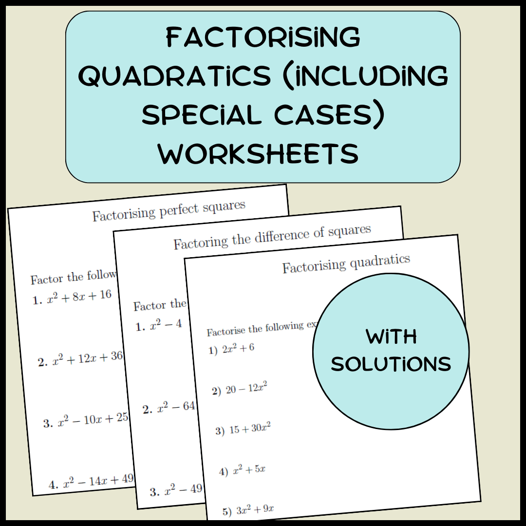 Factoring quadratics (common factor, trinomials, perfect squares and ...