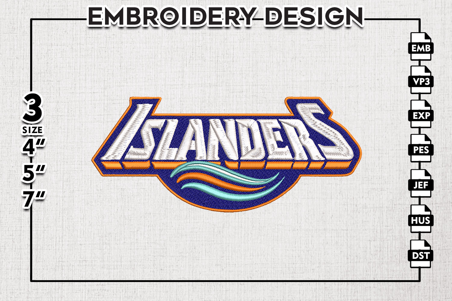 NHL Islanders Word Logo Embroidery Files, NHL New York Islanders Team ...