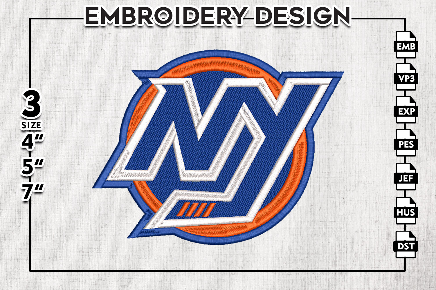 NHL Islanders NY Writing Logo Embroidery Files, NHL New York Islanders ...