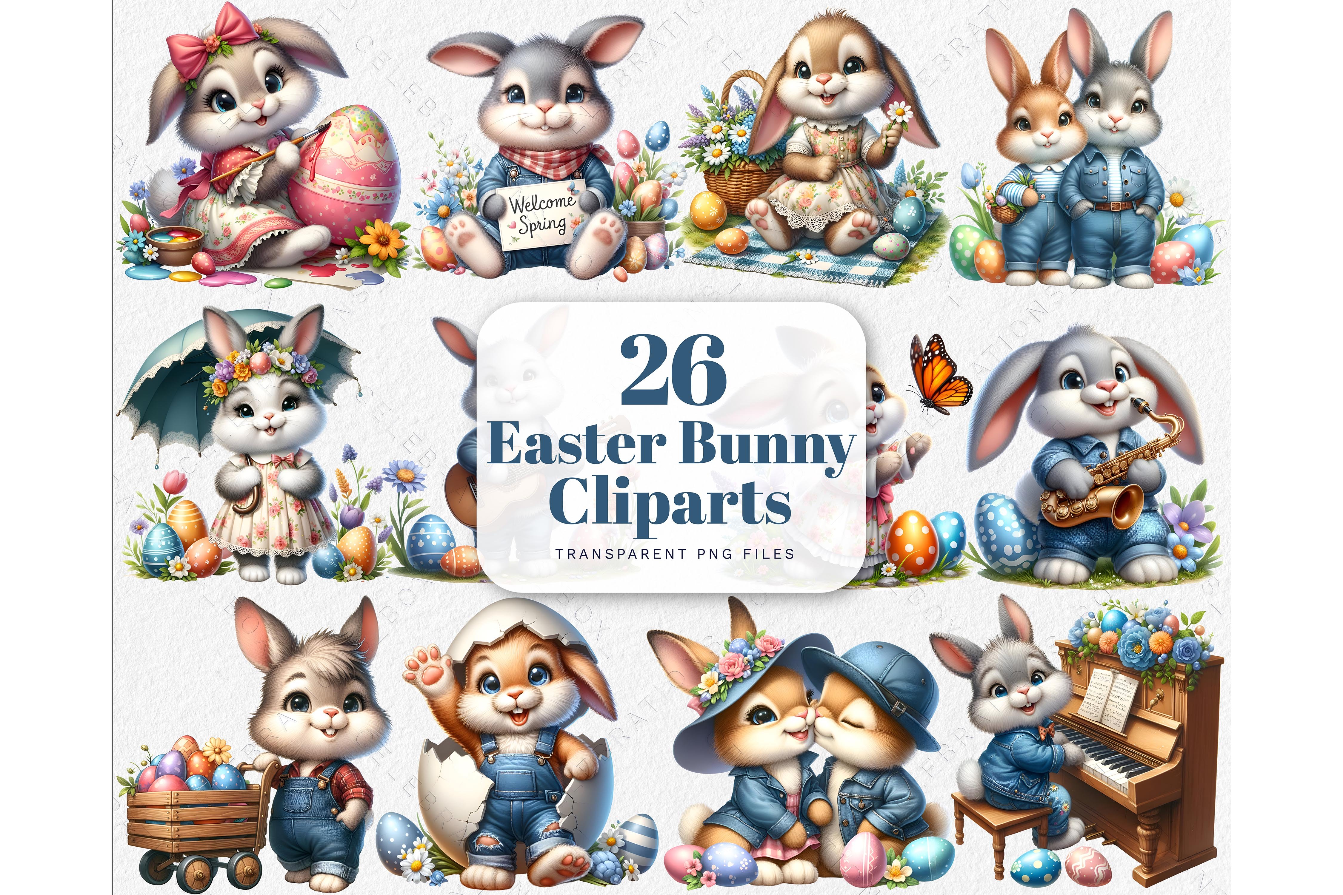 Easter Bunnies Clipart Bundle - Payhip