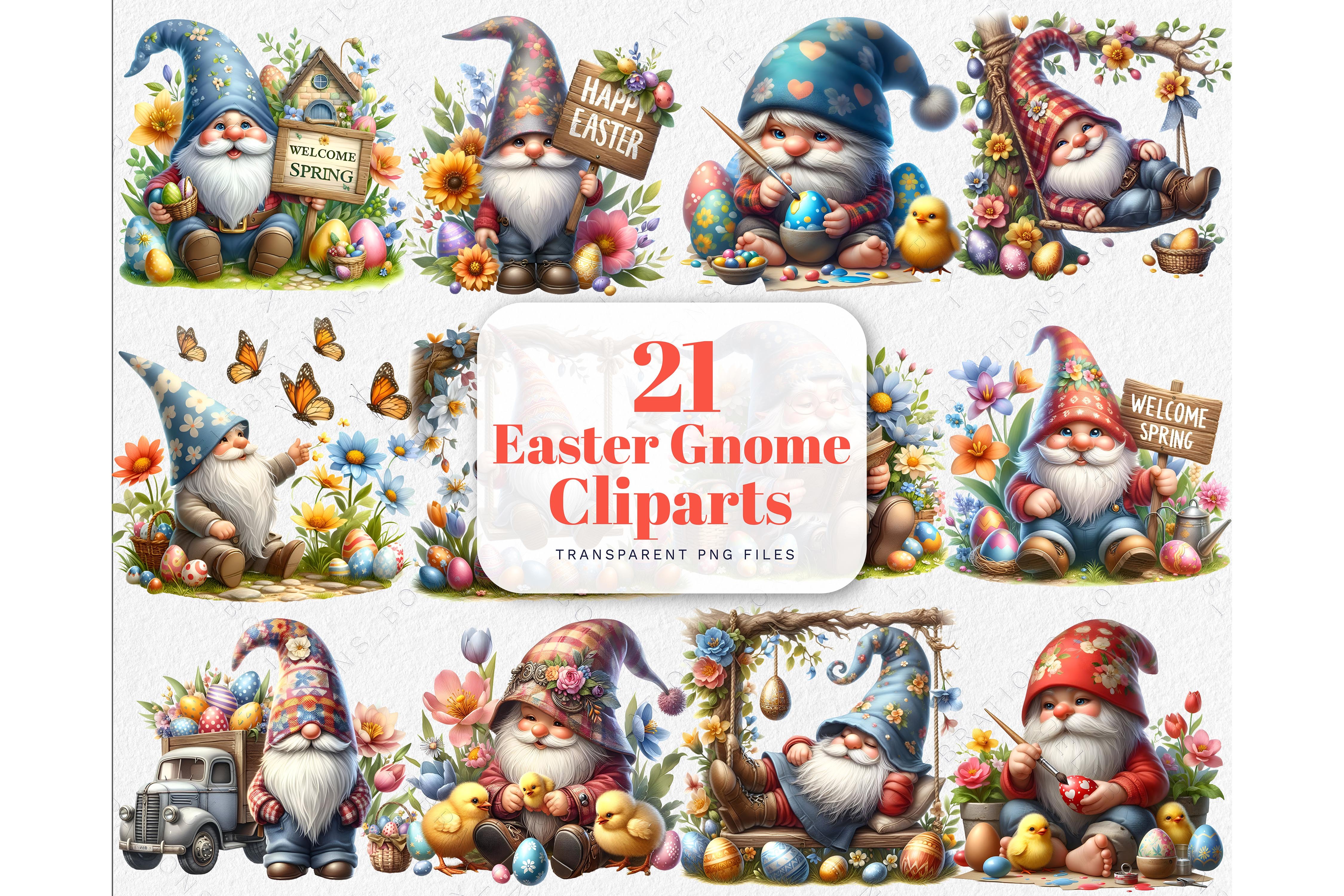 Watercolor Easter Gnome Clipart Bundle - Payhip