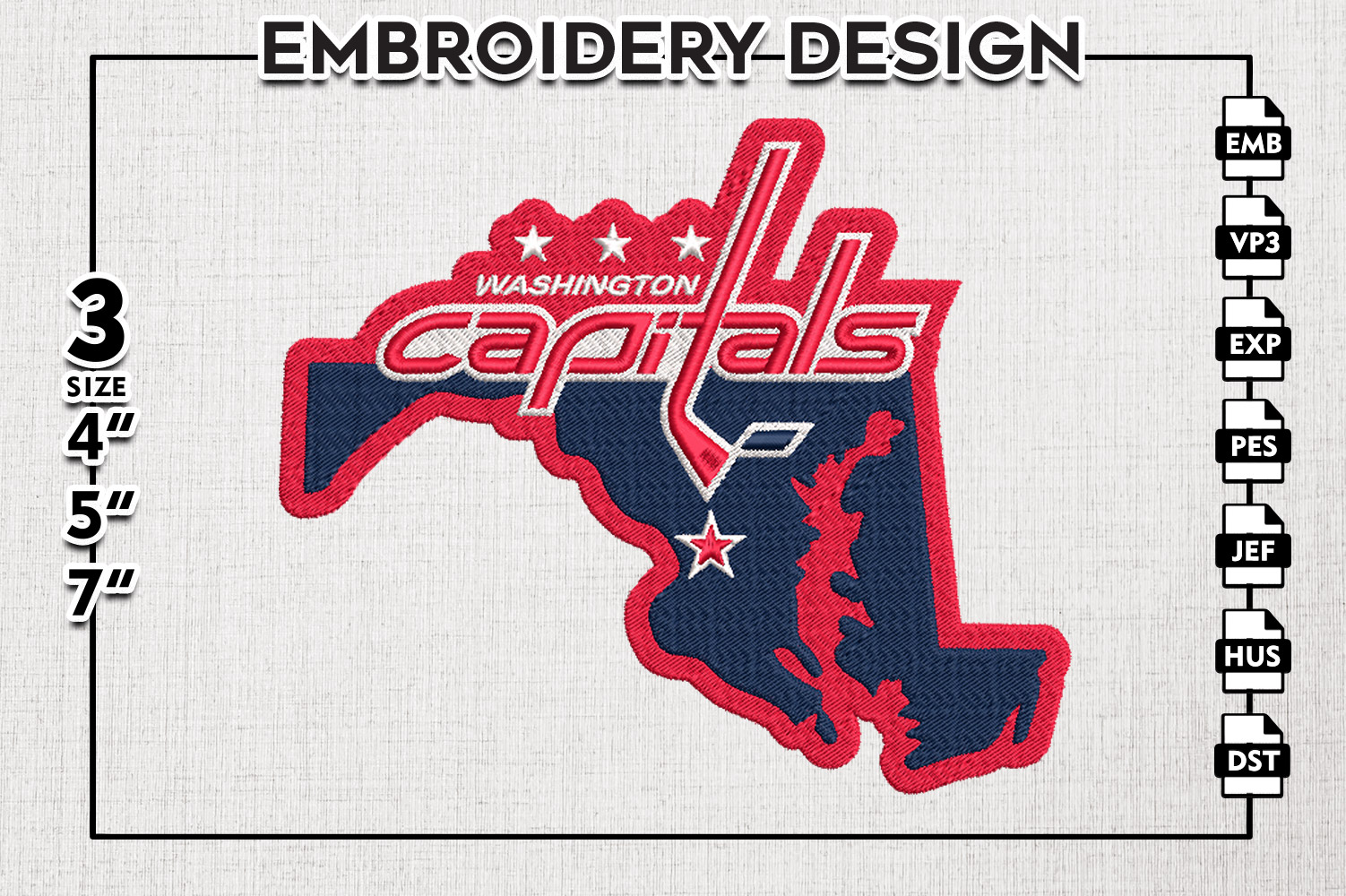 Washington Capitals Maps Logo Embroidery Files, NHL Washington Capitals ...