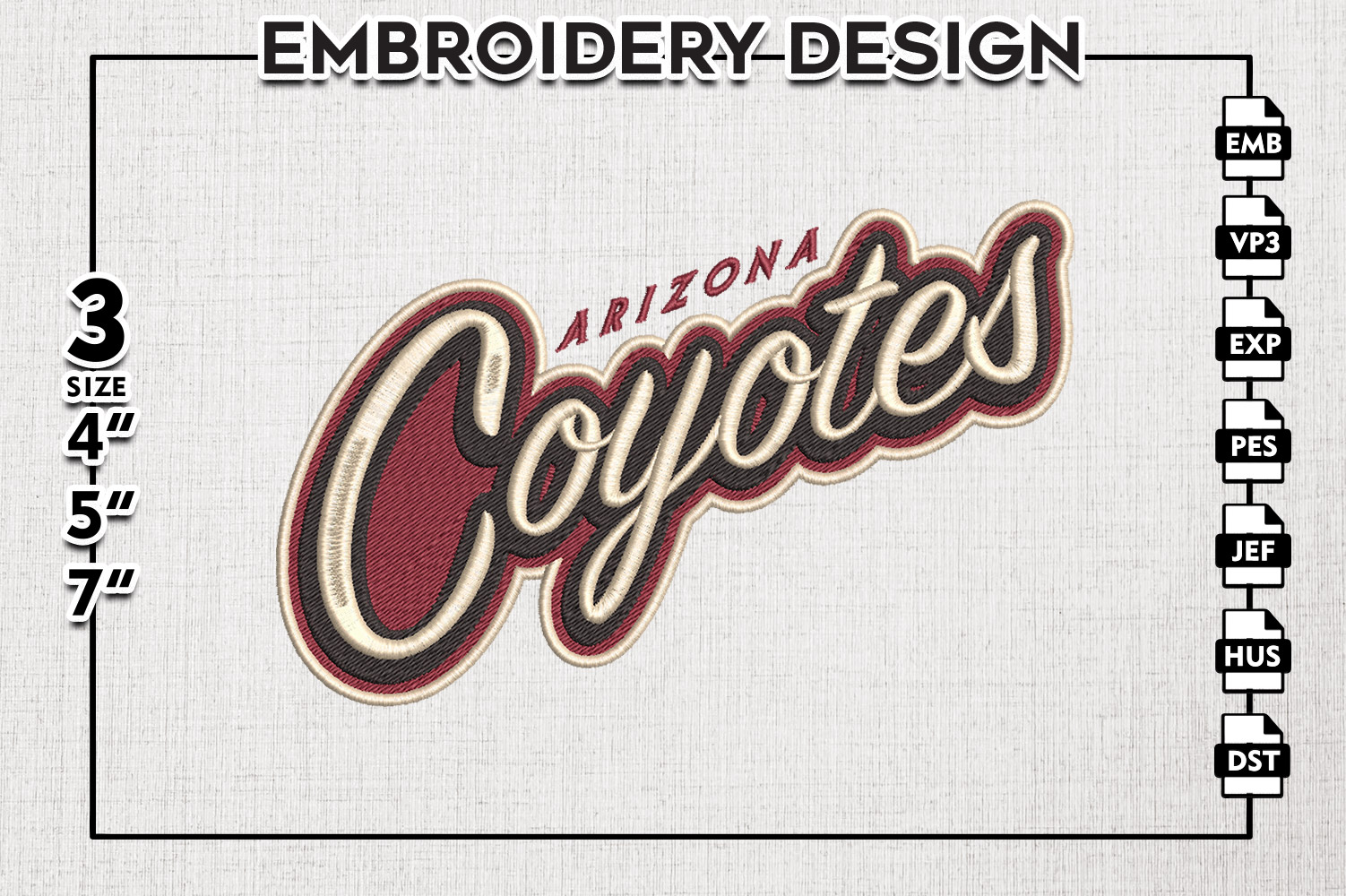 NHL Coyotes Wordmark Logo Embroidery Files, Arizona Coyotes Team ...