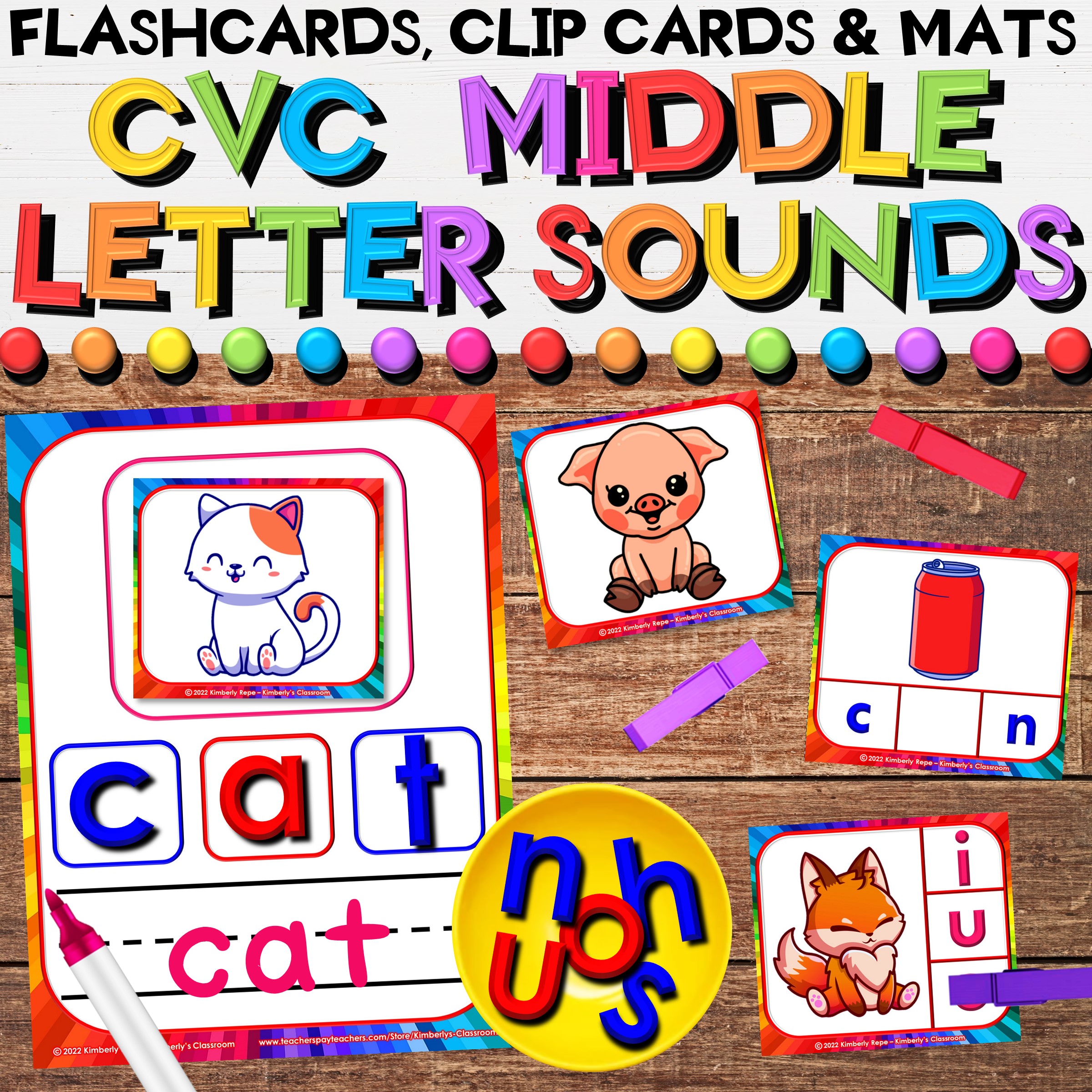 Vowels & Consonants CVC Word Centers - Charts, Flashcards, & Phonics ...