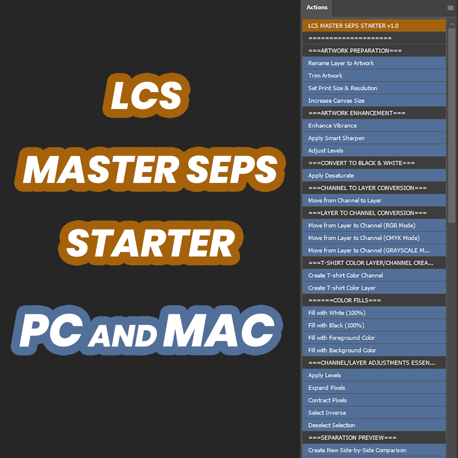 Learn Color Separation - LCS Master Seps Actions