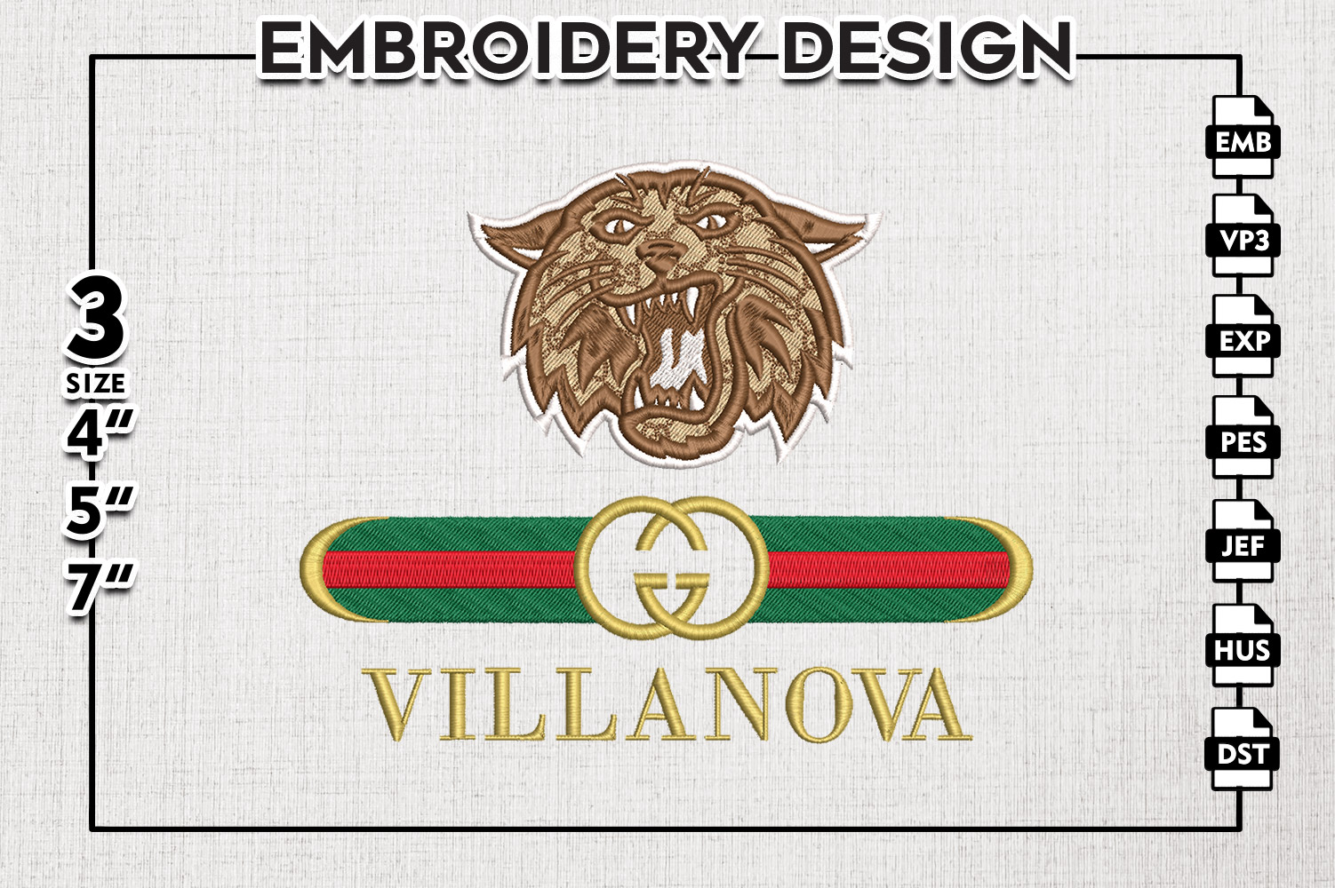 Gu.cci Villanova Wildcats Logo Embroidery Designs, NCAA Villanova ...