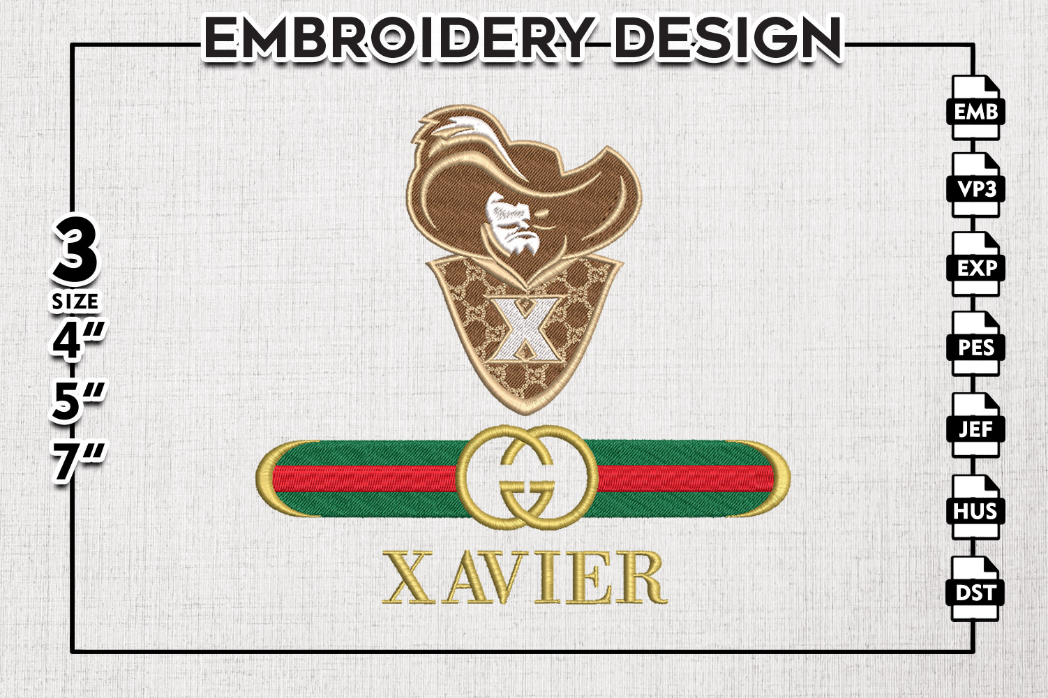 Gu.cci Xavier Musketeers Logo Embroidery Designs, NCAA Xavier ...