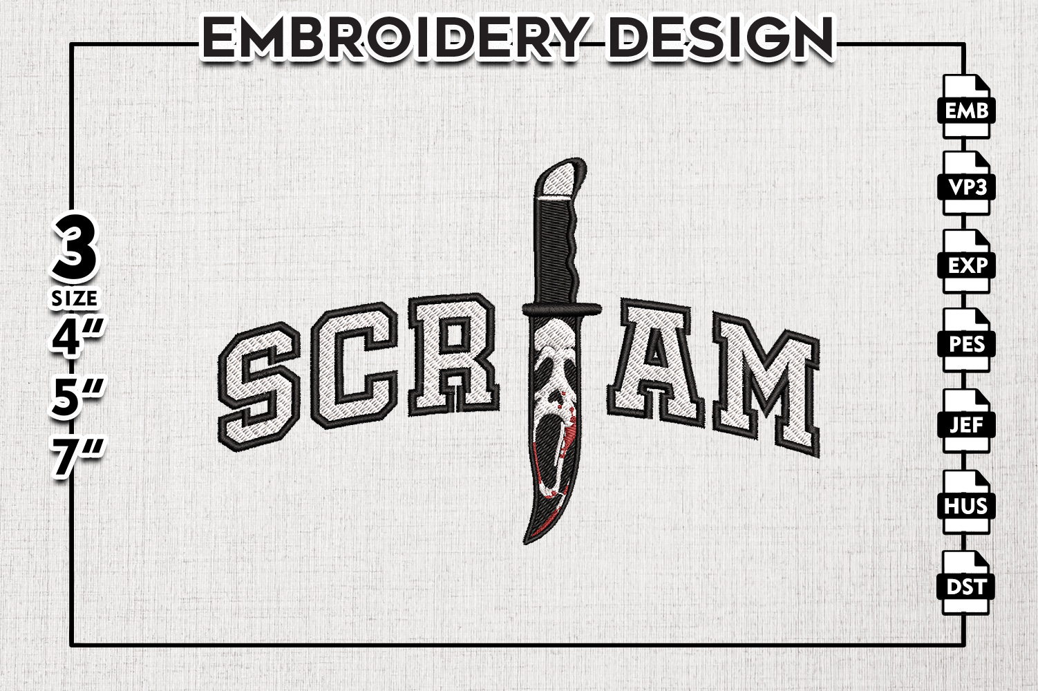 Scream Knife Embroidery Designs, Horror Characters Embroidery, Horror ...