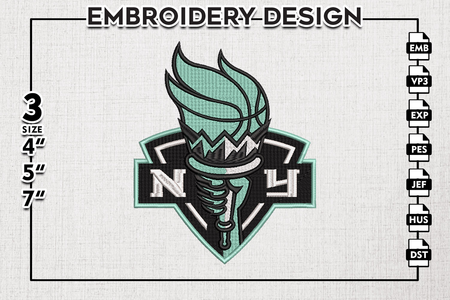 WNBA New York Liberty Embroidery Designs, WNBA New York Liberty Team ...