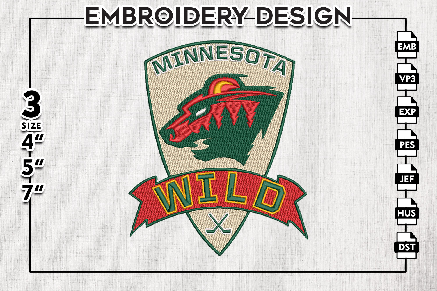 Minnesota Wild Team Mascot Word Embroidery Designs, NHL Minnesota Wild ...