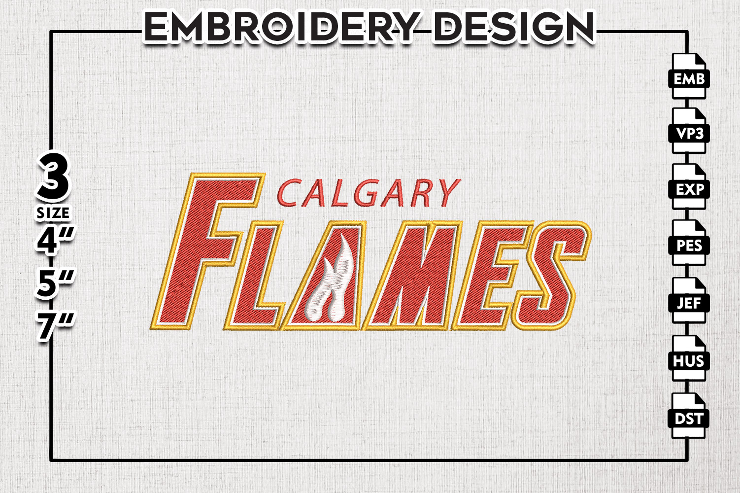 Calgary Flames Writing Logo Embroidery Designs, NHL Calgary Flames Team ...