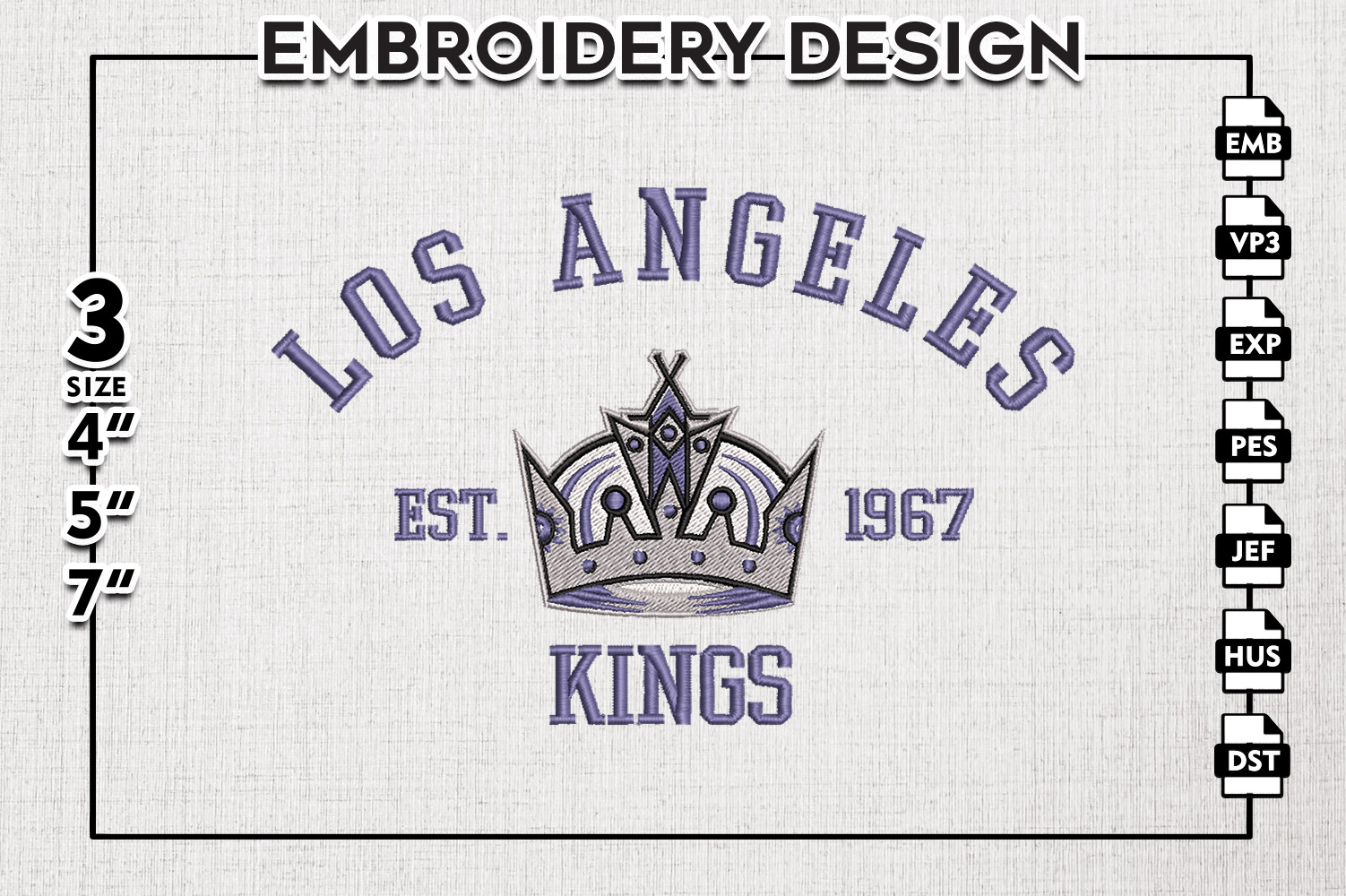 NHL Los Angeles Kings Est Logo Embroidery Designs, NHL Los Angeles ...