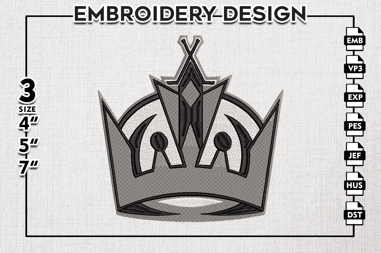 Los Angeles Kings Mascot Logo Embroidery Designs, NHL Los Angeles Kings ...