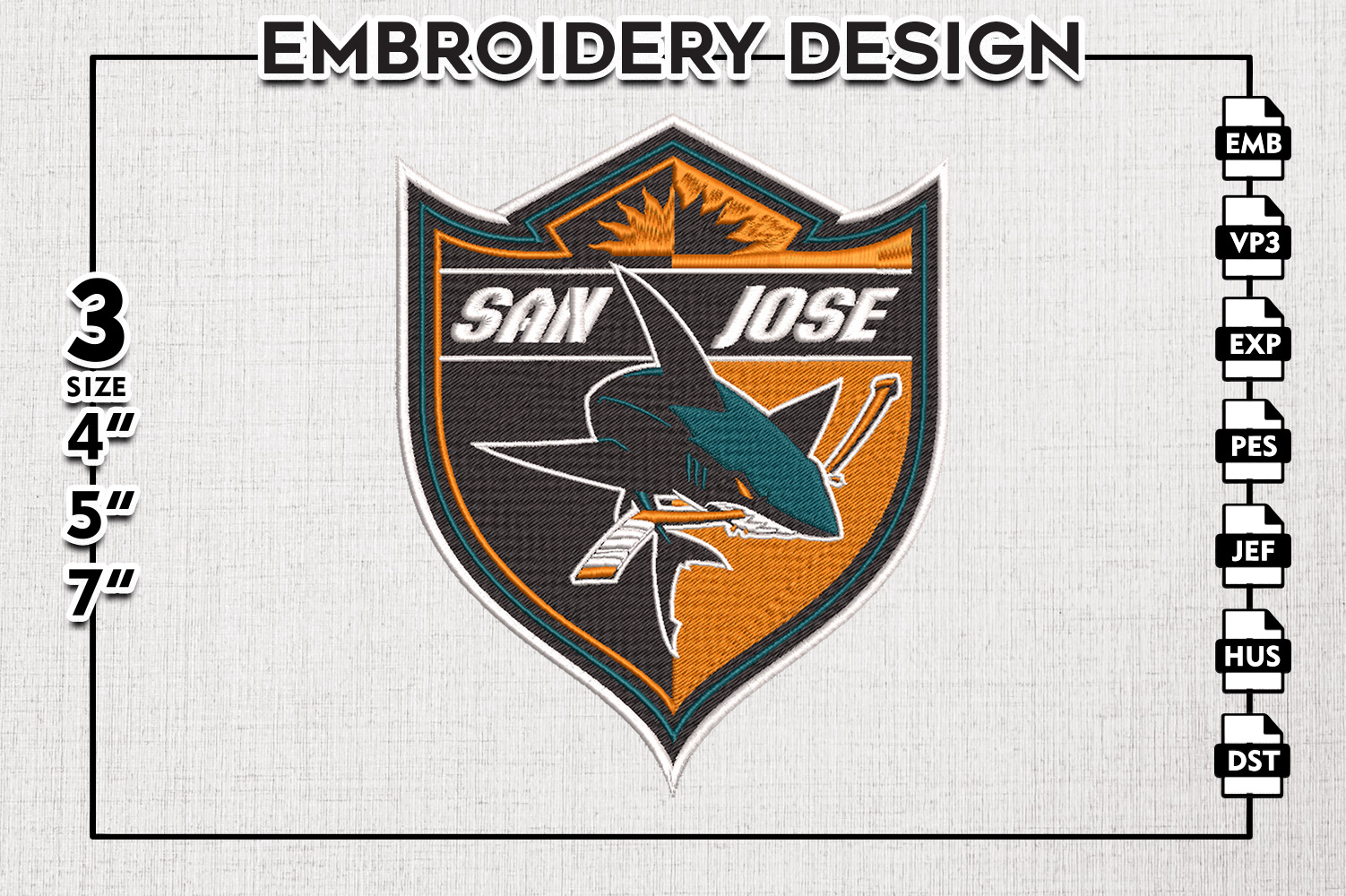 NHL San Jose Sharks Word Mascot Logo Embroidery Designs, NHL San Jose ...