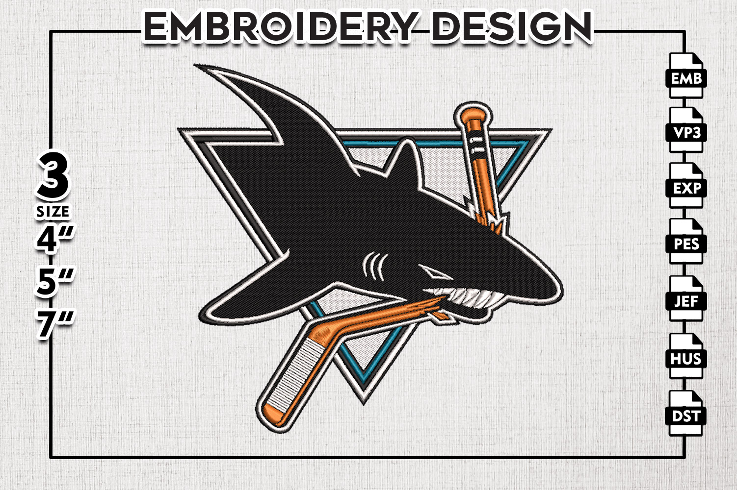 San Jose Sharks NHL Team Mascot Logo Embroidery Designs, NHL San Jose ...