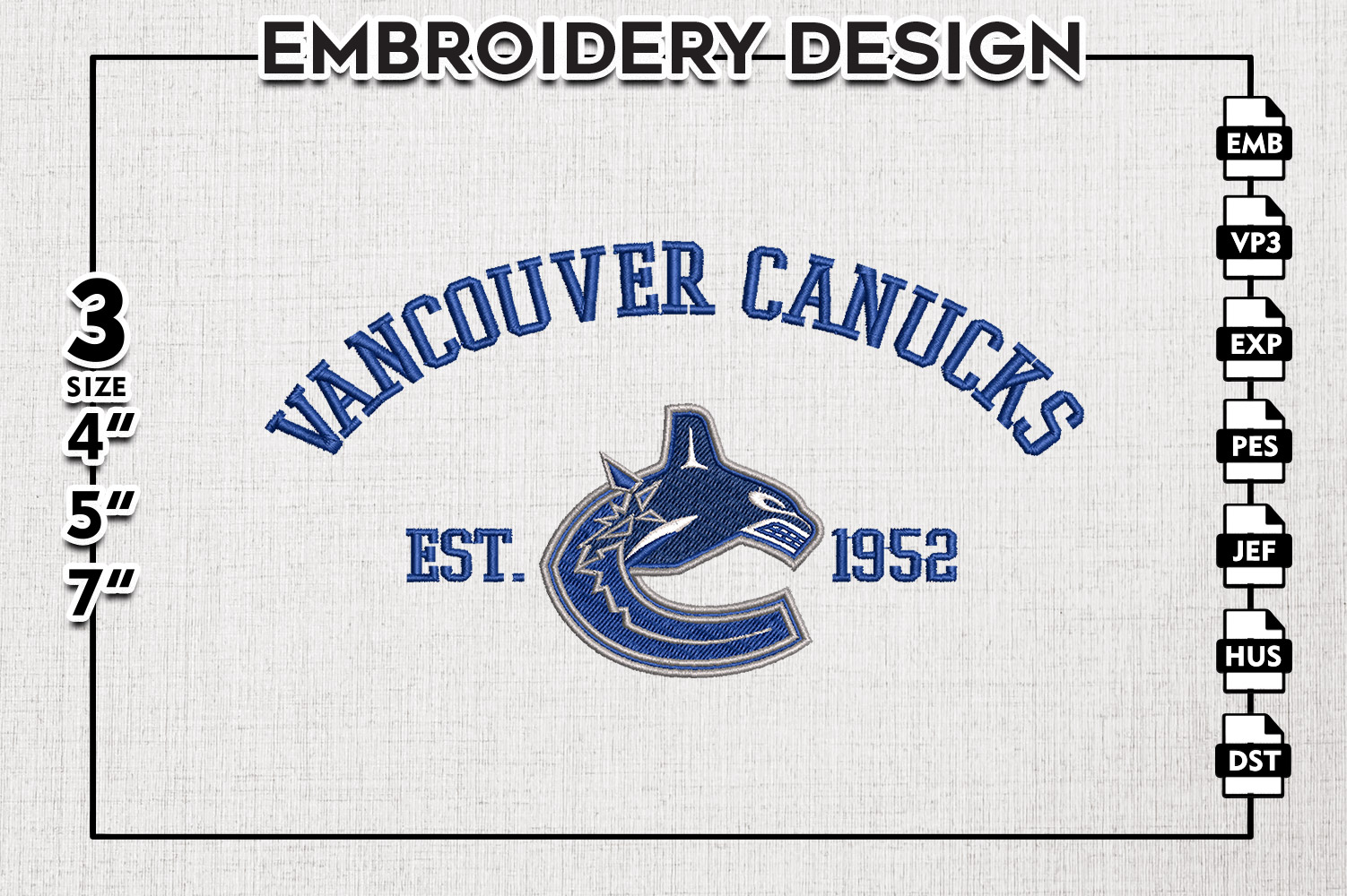 Vancouver Canucks Est Logo Embroidery Designs, NHL Vancouver Canucks ...
