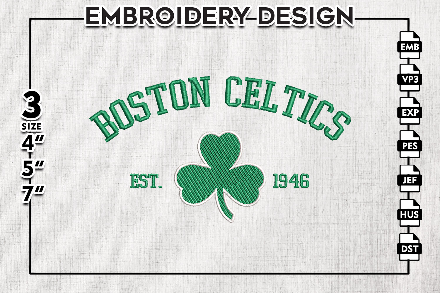 NBA Boston Celtics Est Logo Embroidery Designs, Boston Celtics Team ...