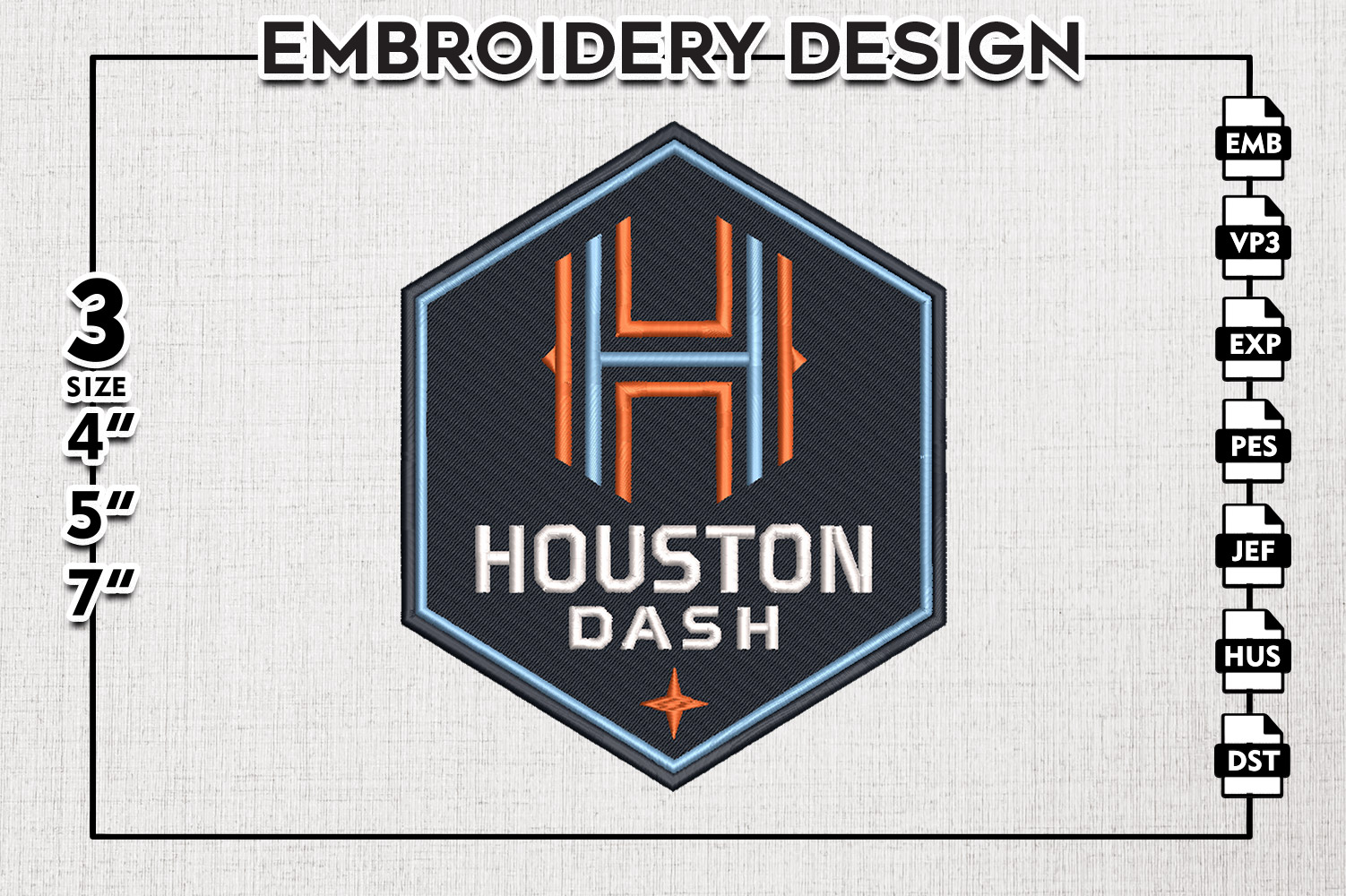 Houston Dash Team Logo Embroidery Designs, NWSL Houston Dash Team Logo ...