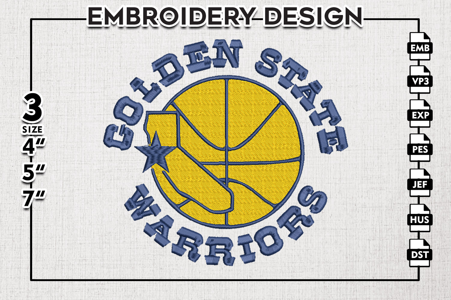 NBA Golden State Warriors Writing Ball Logo Embroidery Files, NBA ...
