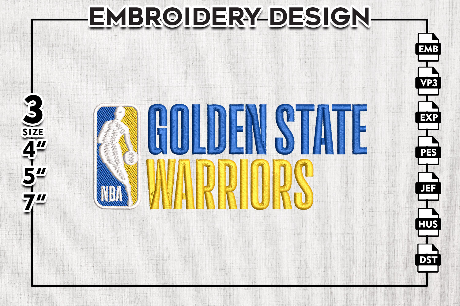 Golden State Warriors NBA Team Text Logo Embroidery Files, NBA Golden ...