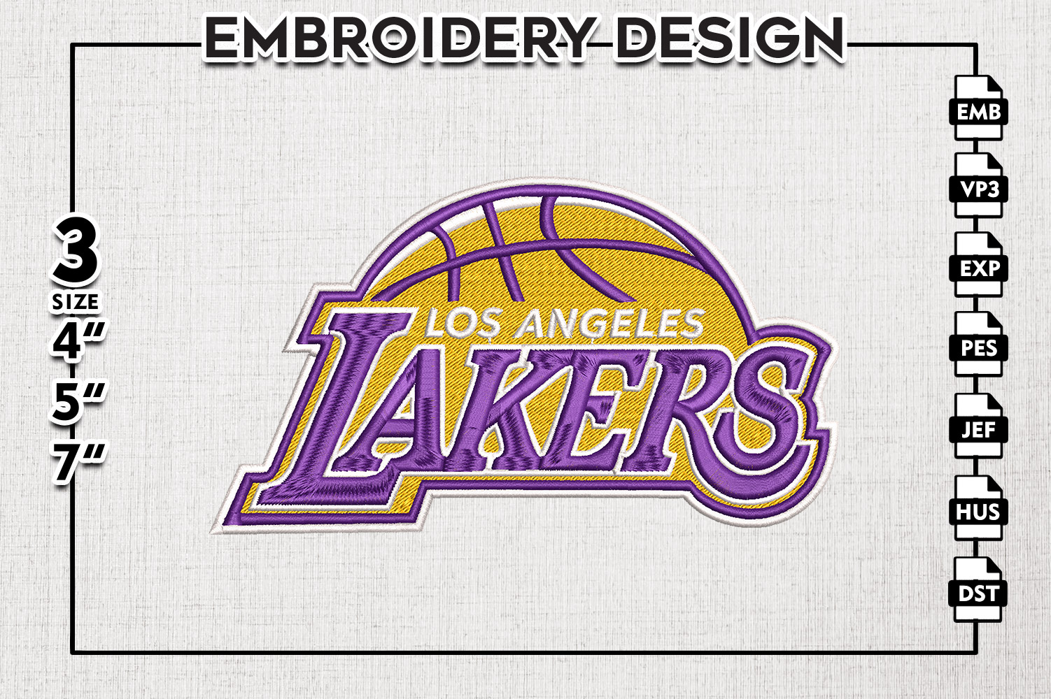 Los Angeles Lakers NBA Team Text Logo Embroidery Files, NBA Los Angeles ...