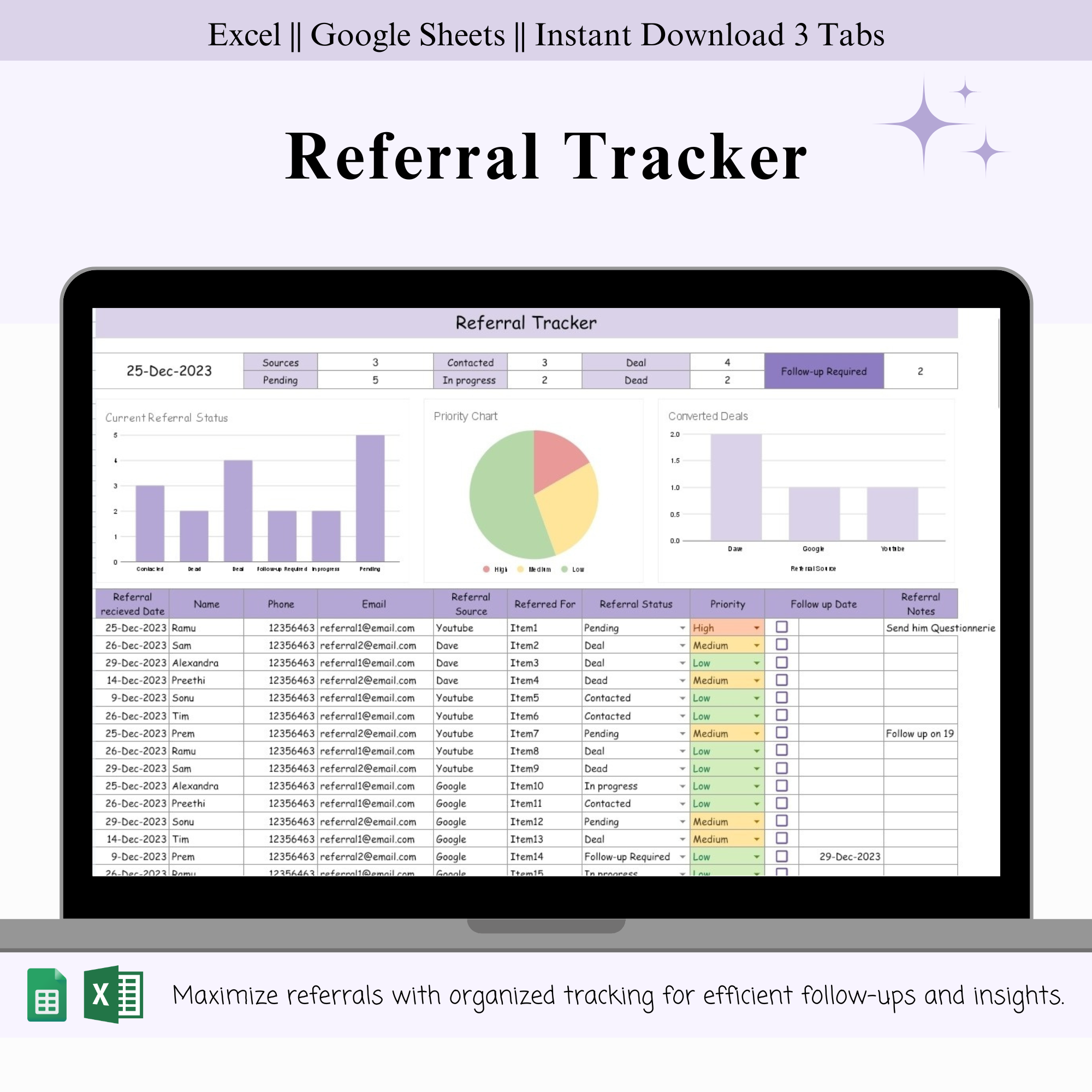 Small Business Referral Tracker Google sheet - Payhip