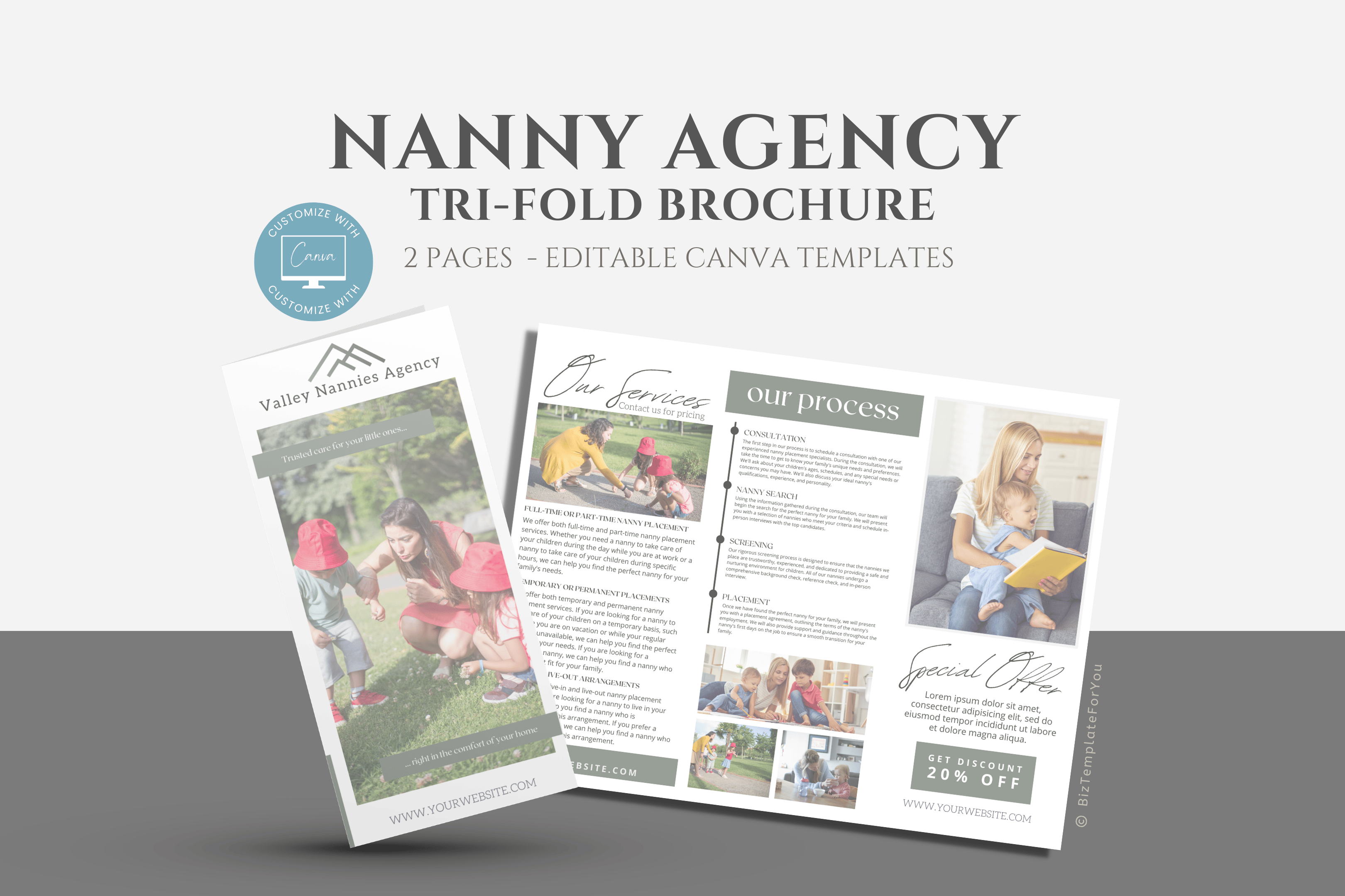 Nanny Agency Trifold Brochure Template, Nanny Marketing Flyer Template ...