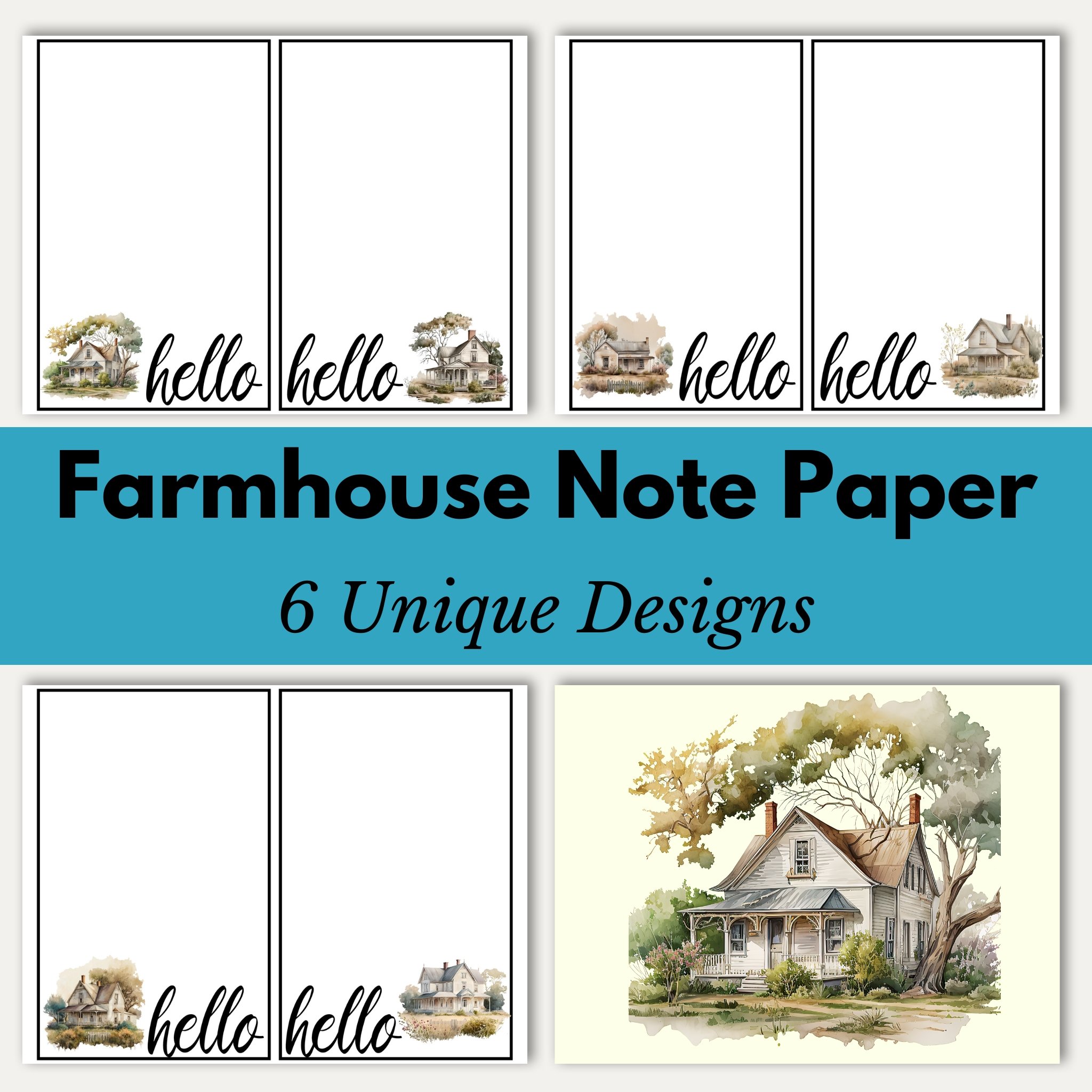 Farmhouse Blank Note Cards | Charming Farmhouse Notepaper | Farmhouse ...