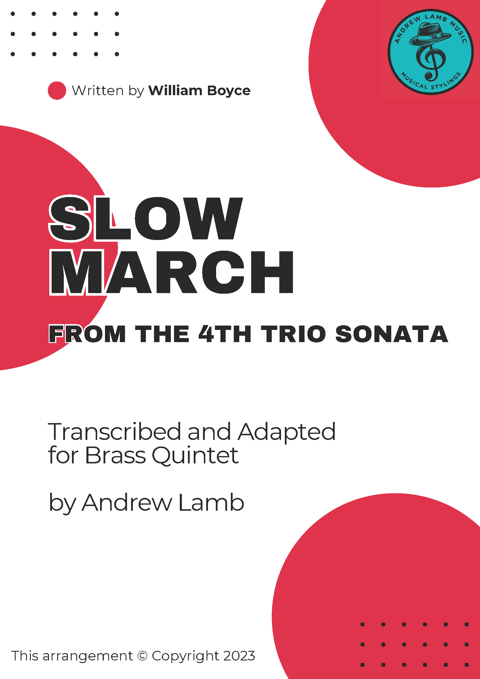 William Boyce | Slow March from the 4th Trio Sonata | for Brass Quintet ...
